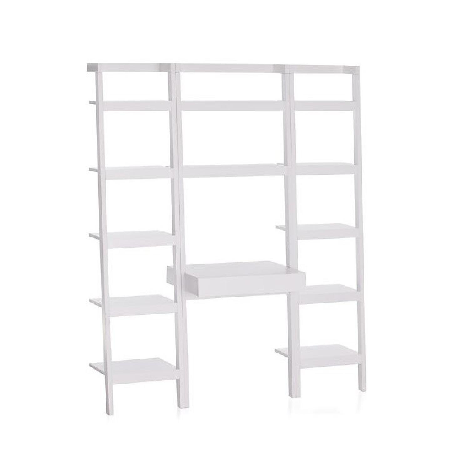 Crate & Barrel White Leaning Desk and 2 Bookcases - AptDeco