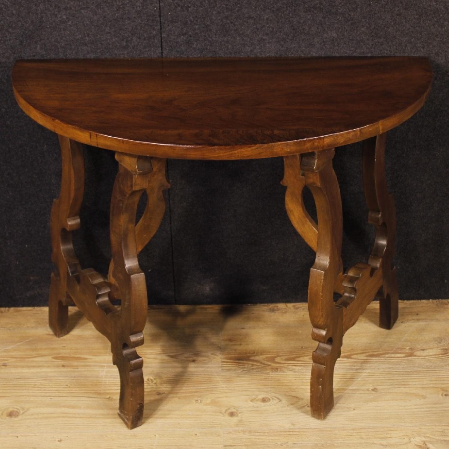 Italian Demilune Console Tables in Oak Wood - AptDeco