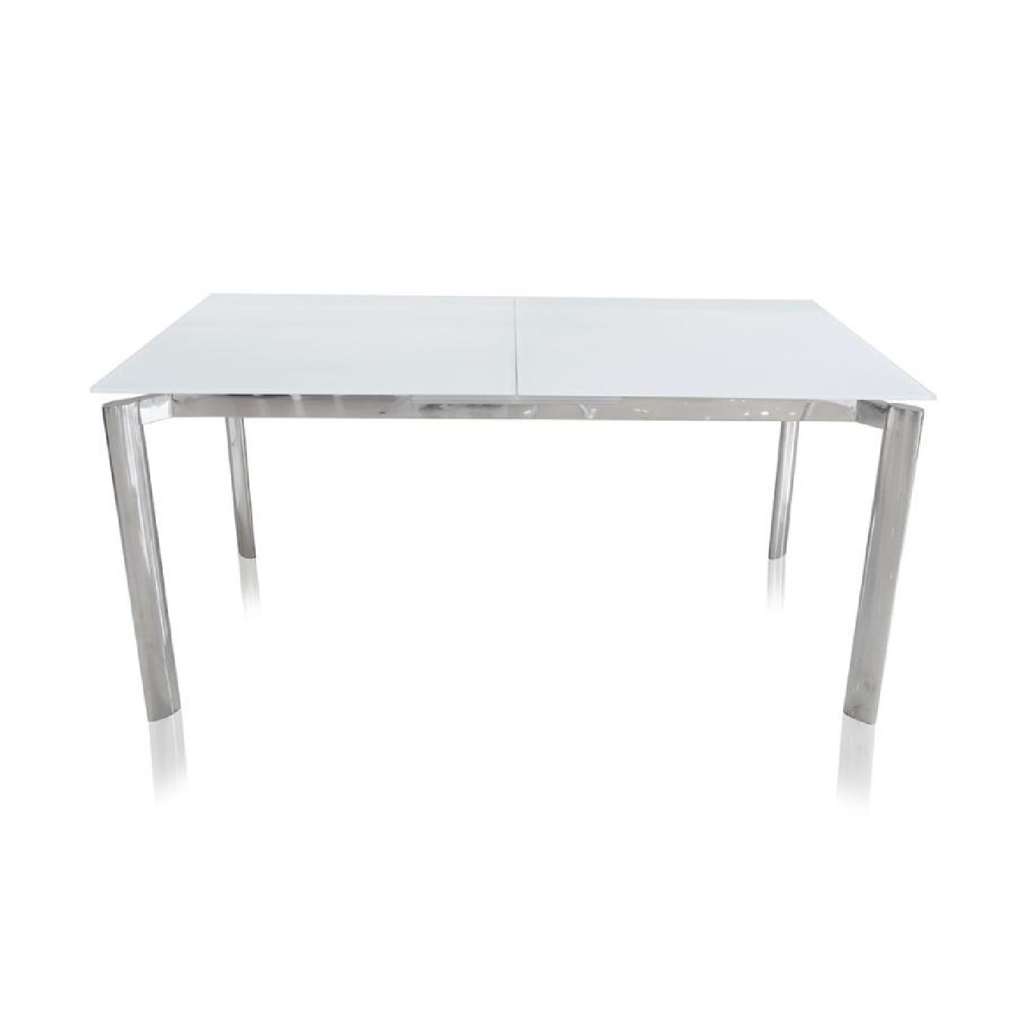 Modani Cameron Glass Extendable Modern Dining Table in White - AptDeco