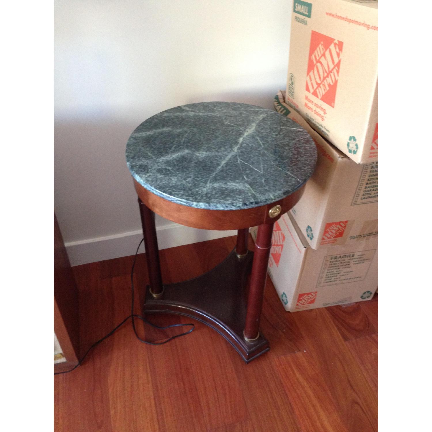 The Bombay Company Wood & Marble Side Table - AptDeco