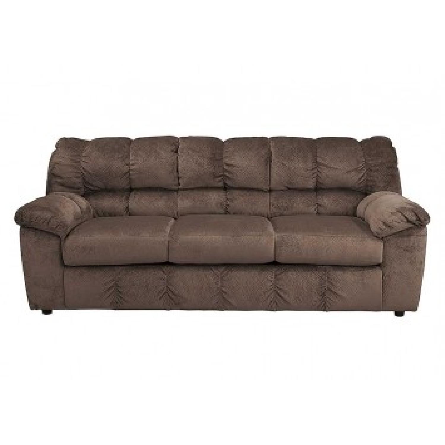 Signature Design Microfiber Chocolate Sofa - AptDeco