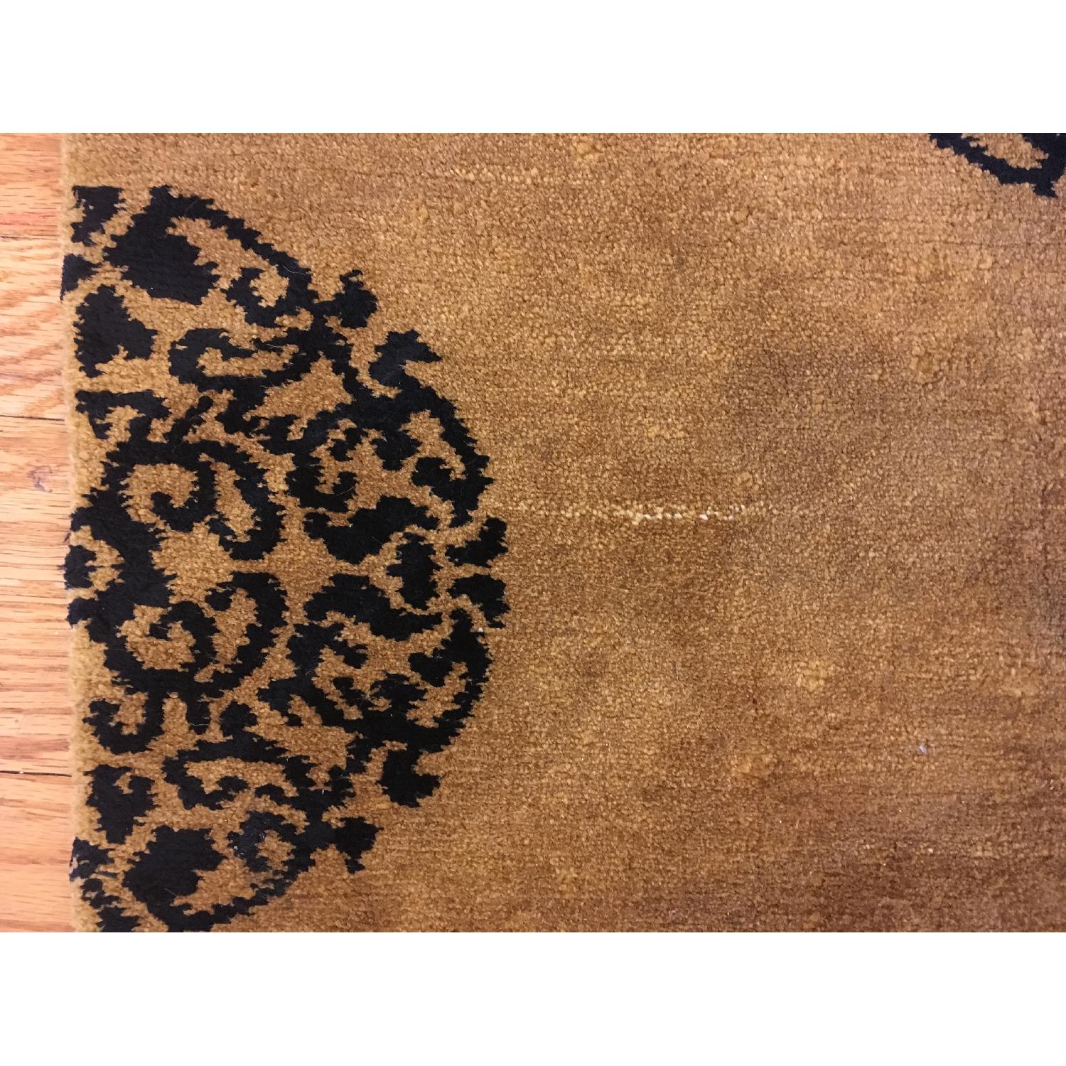 Custom Tan & Black Medallion Area Rug - AptDeco