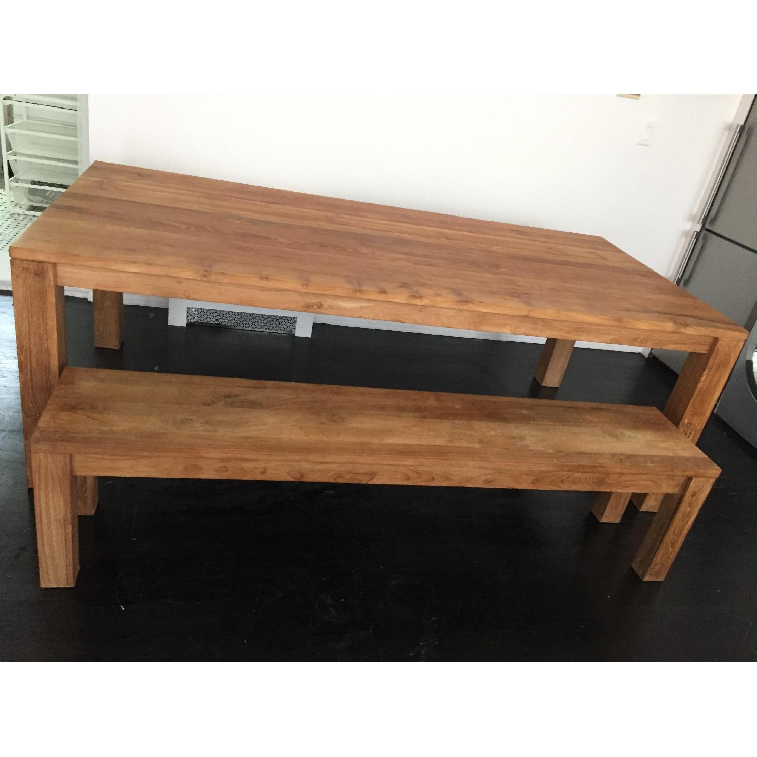 Crate & Barrel Pacifica Dining Table & Bench - AptDeco