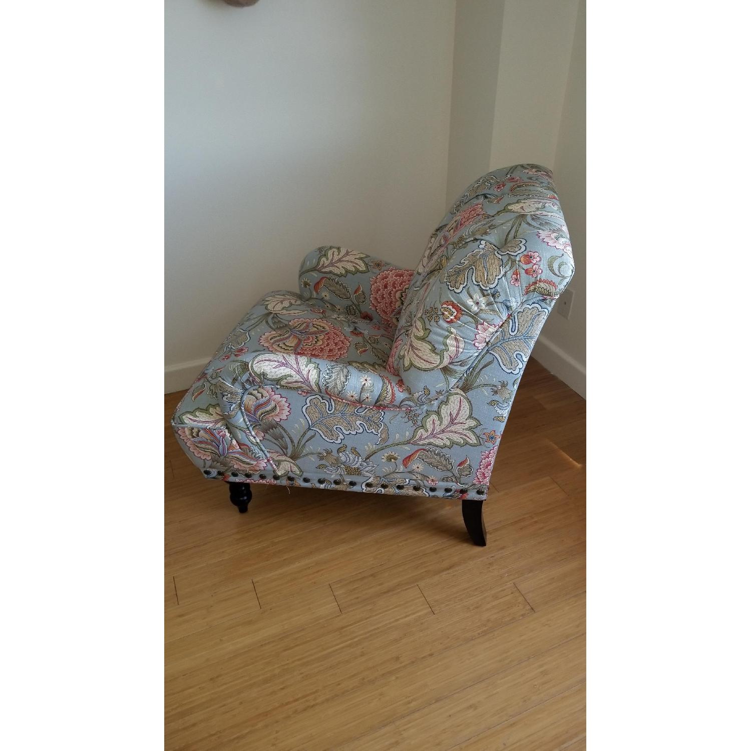 Pier 1 Chas Collection Blue Floral Armchair & Ottoman - AptDeco