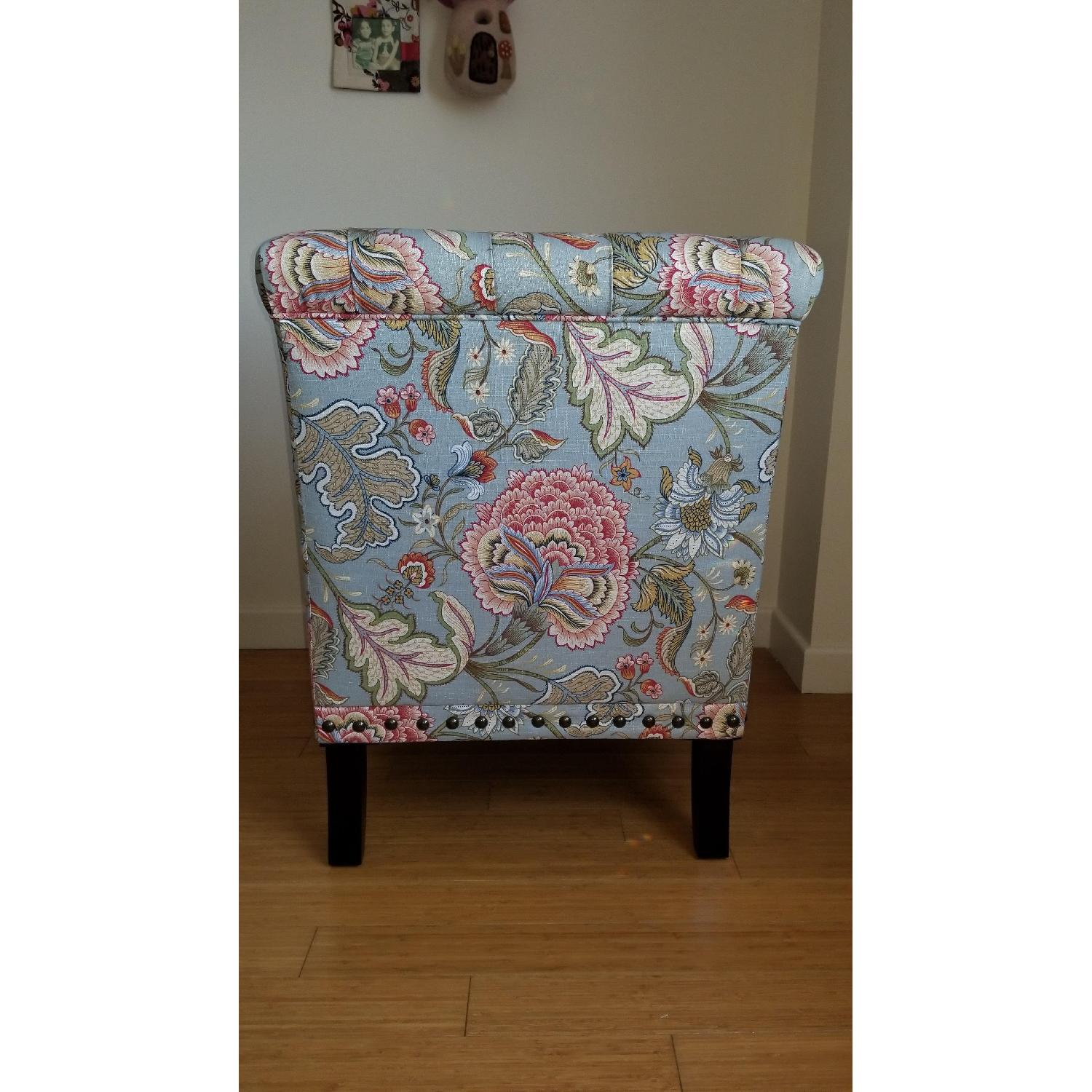 Pier 1 Chas Collection Blue Floral Armchair & Ottoman - AptDeco