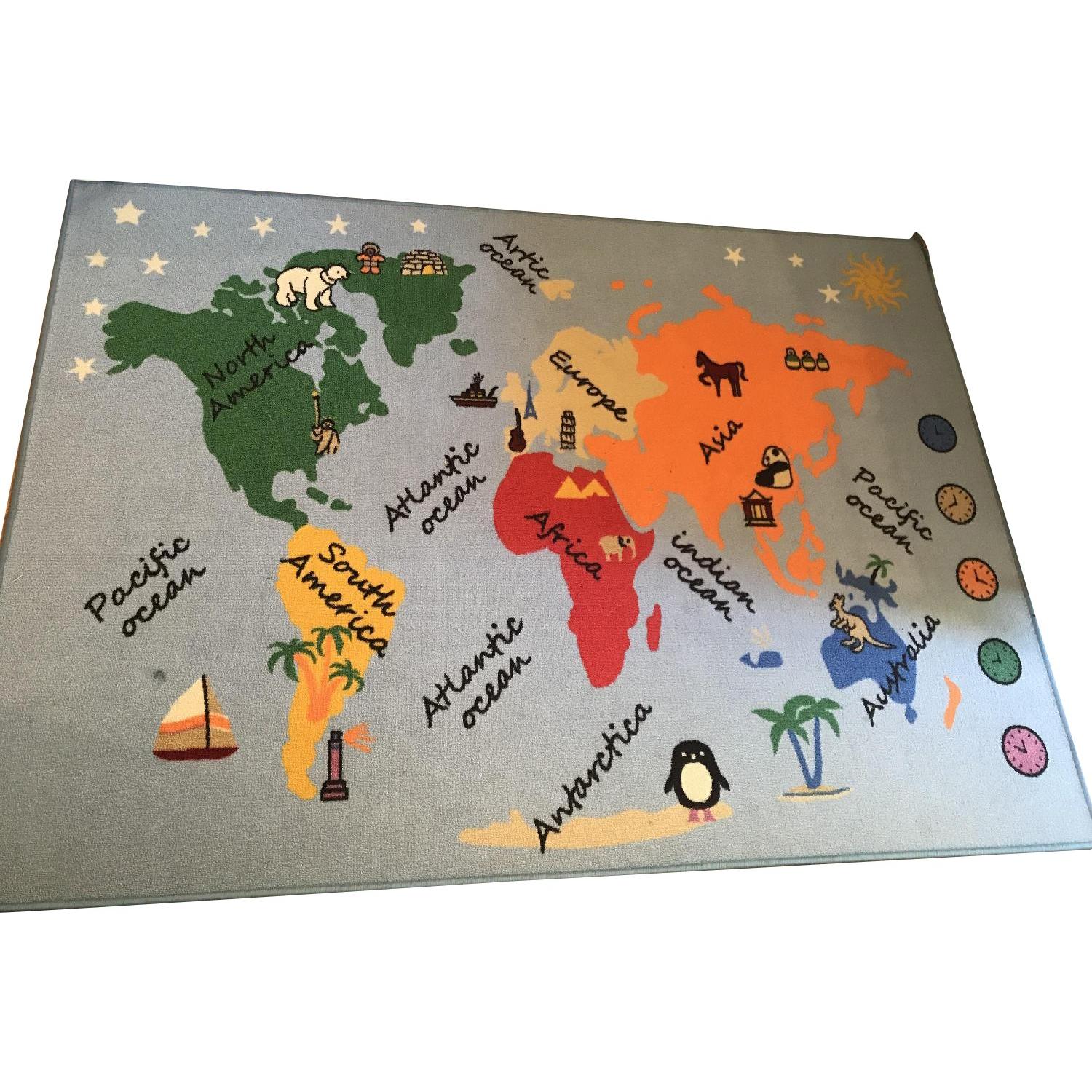 Kids World Map Rug - AptDeco