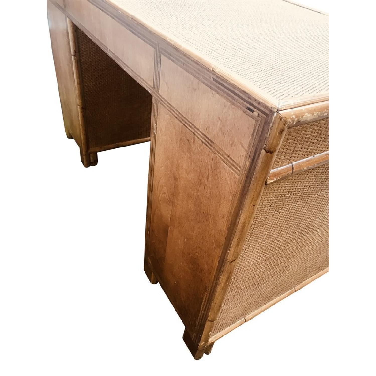 Vintage Bamboo Rattan & Cane Writing Desk - AptDeco