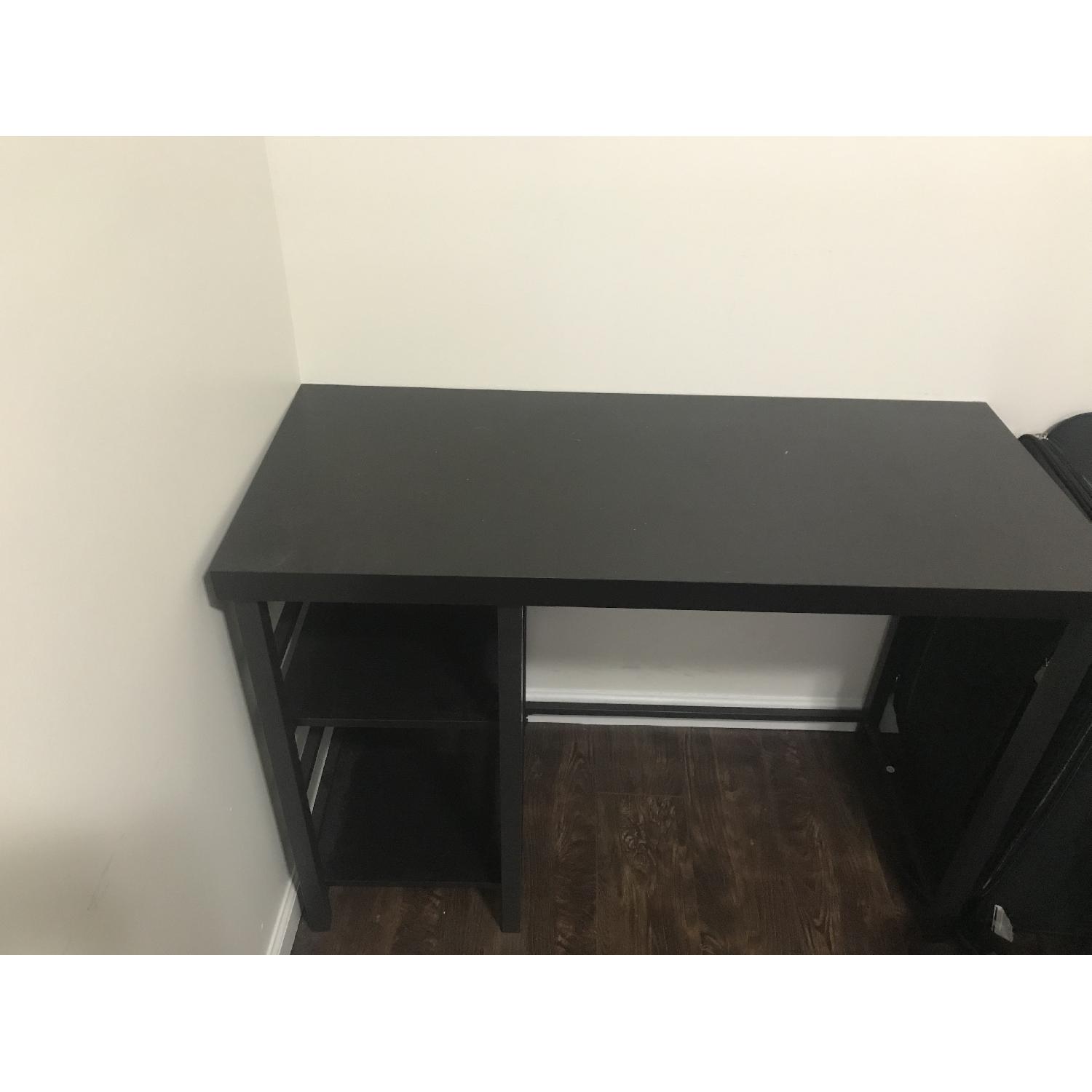 Black Metal Frame Computer Desk w/ Wood Top - AptDeco