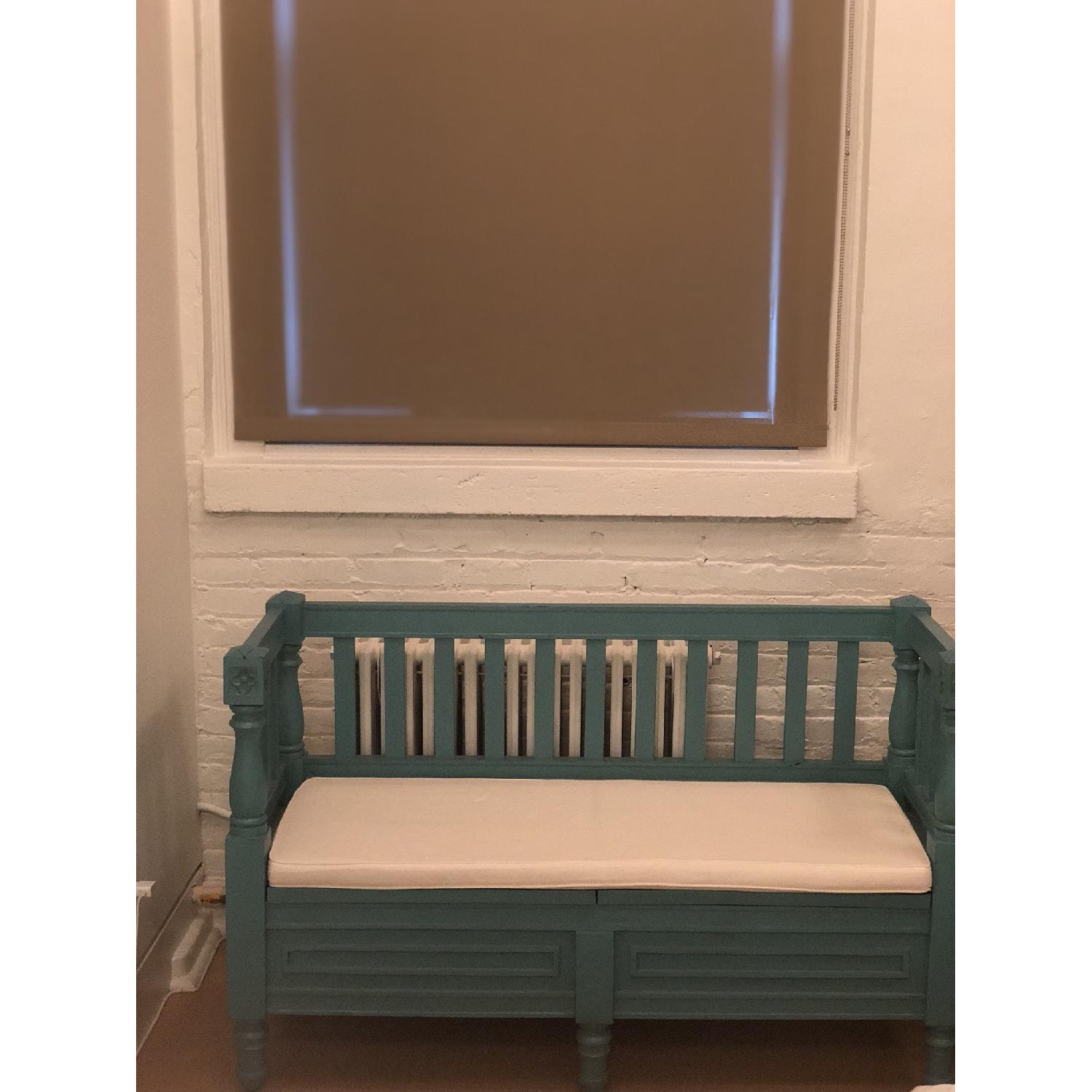 Turquoise Storage Bench - AptDeco