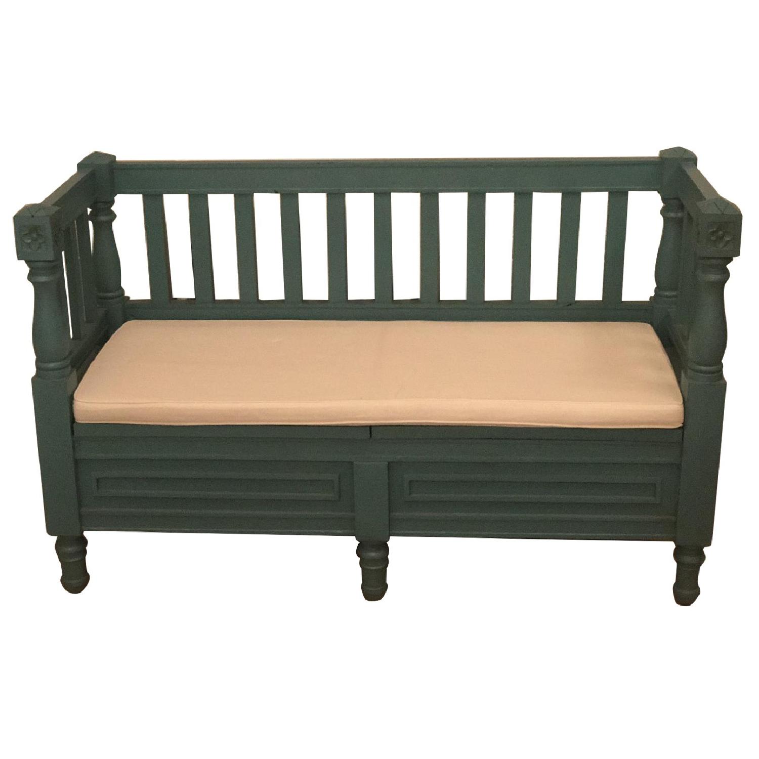 Turquoise Storage Bench - AptDeco