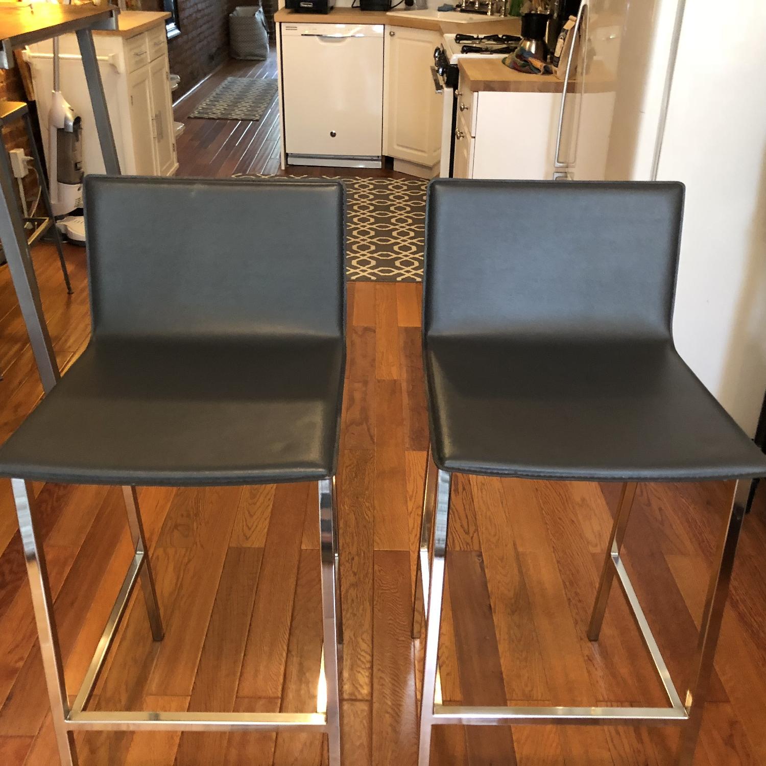 CB2 Phoenix Carbon Grey Bar Stools - AptDeco