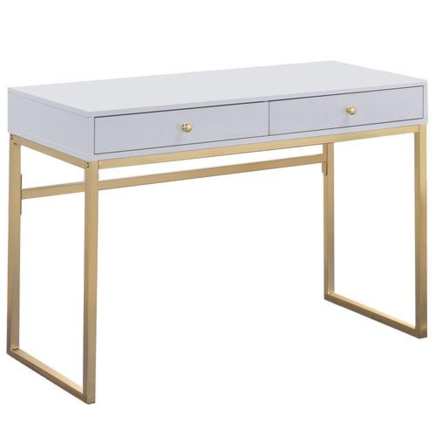 White & Gold Desk - AptDeco