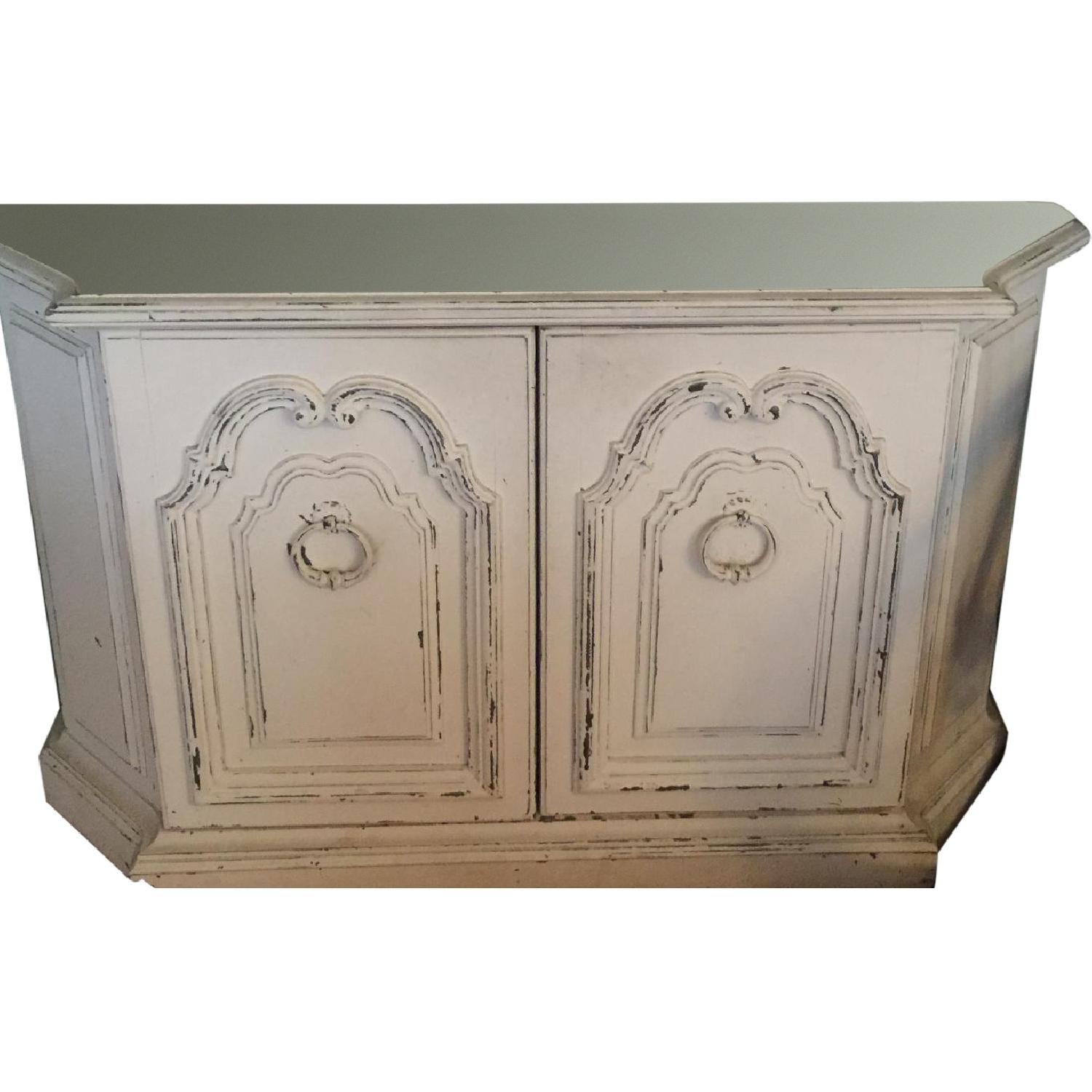 Distressed White Painted Console Table - AptDeco