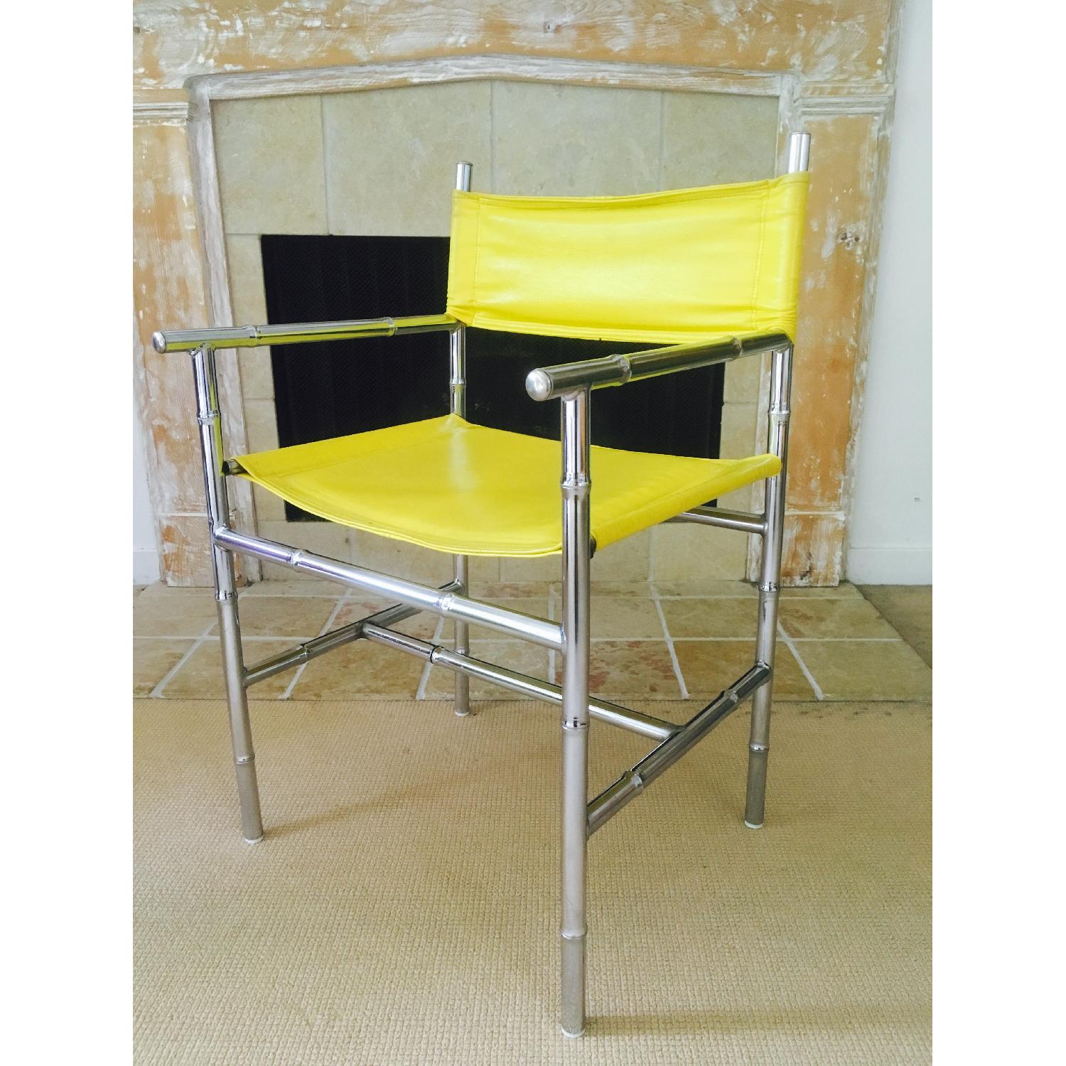Mid Century Chrome Arm Chair in Yellow - AptDeco