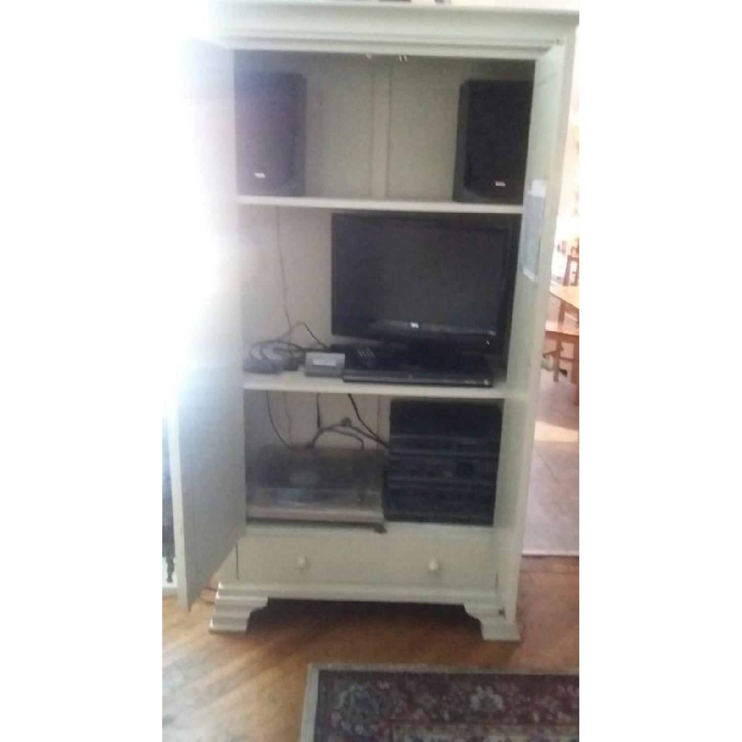 White Wood Media Cabinet/Armoire - AptDeco
