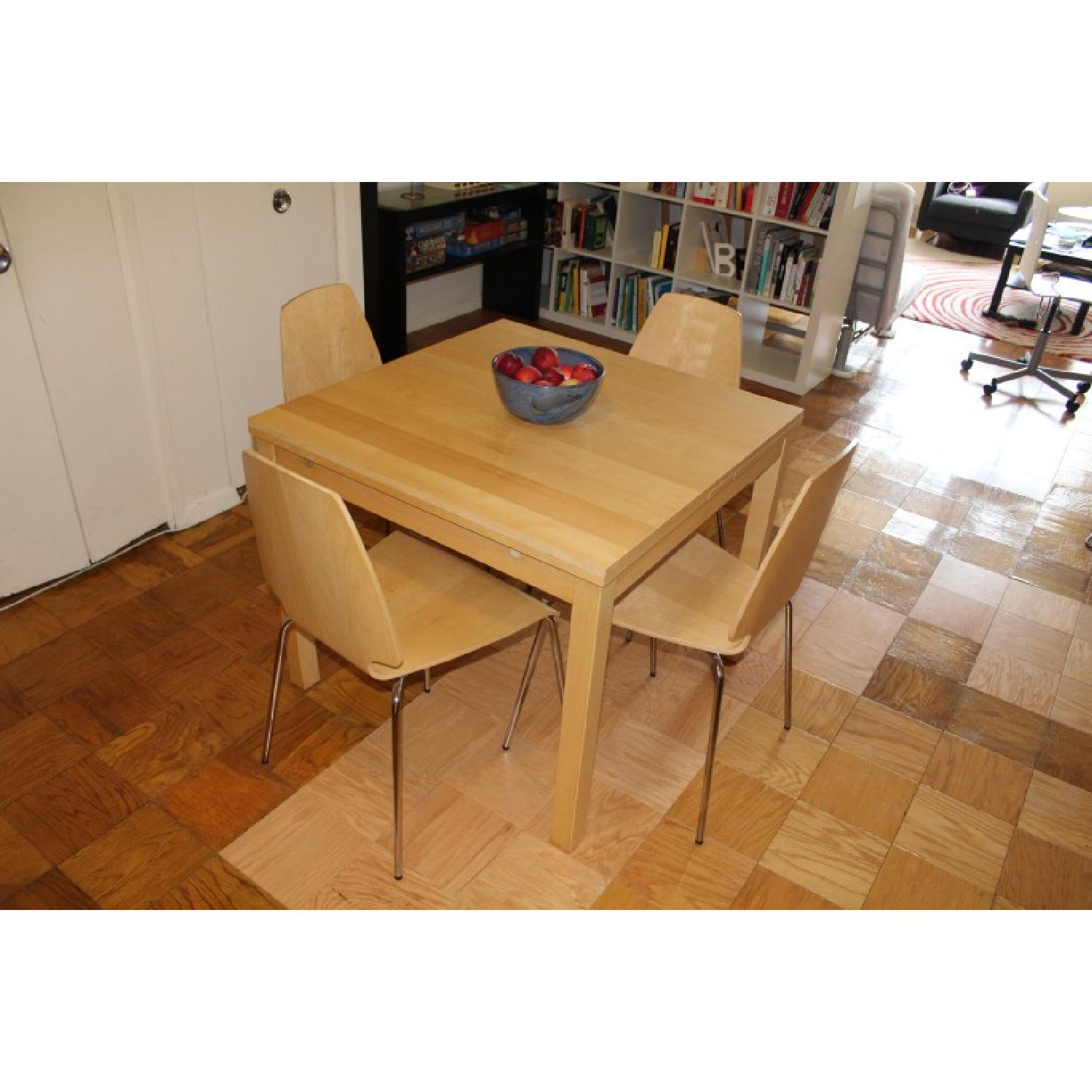 Ikea Bjursta Extendable Dining Table w/ 4 Matching Chairs - AptDeco