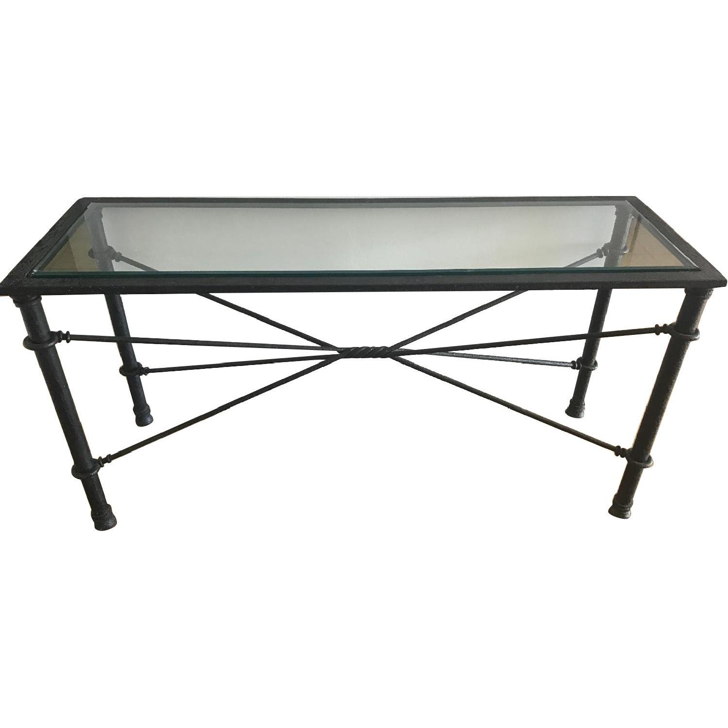 Antique Handcrafted Wrought Iron Console Table/Mirror - AptDeco