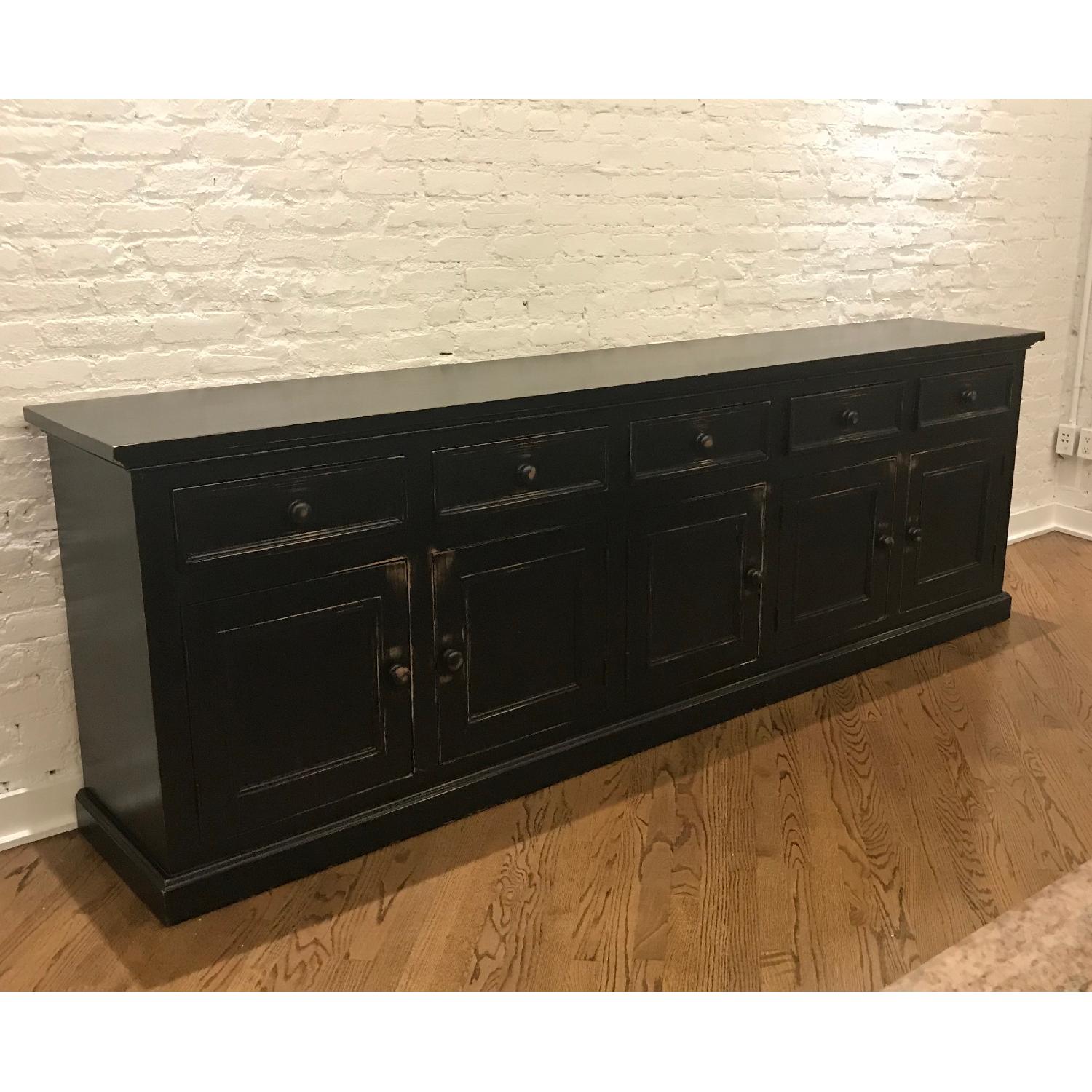 Custom Made Extra Long Black Distressed Pine Sideboard - AptDeco