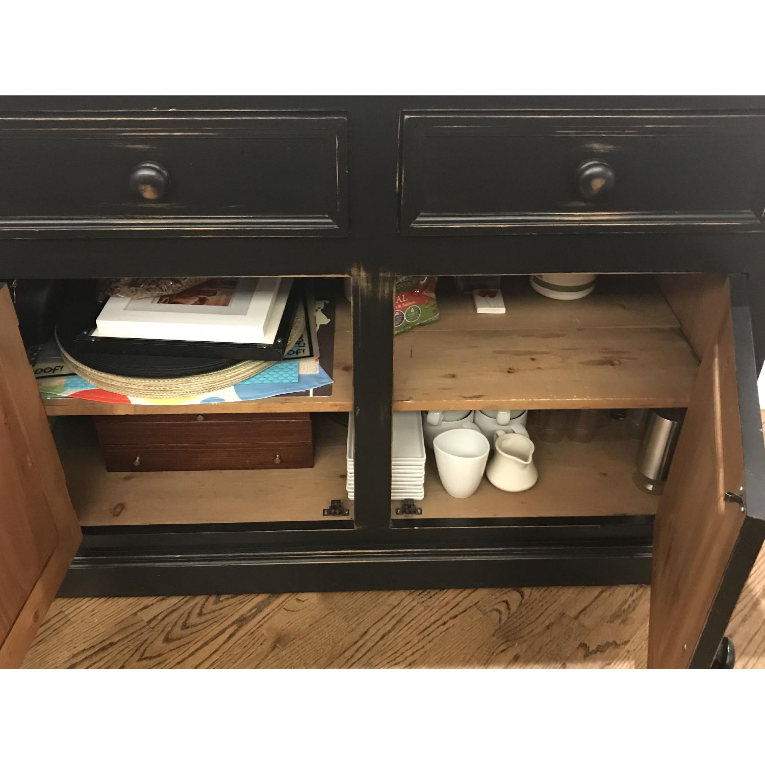 Custom Made Extra Long Black Distressed Pine Sideboard - AptDeco
