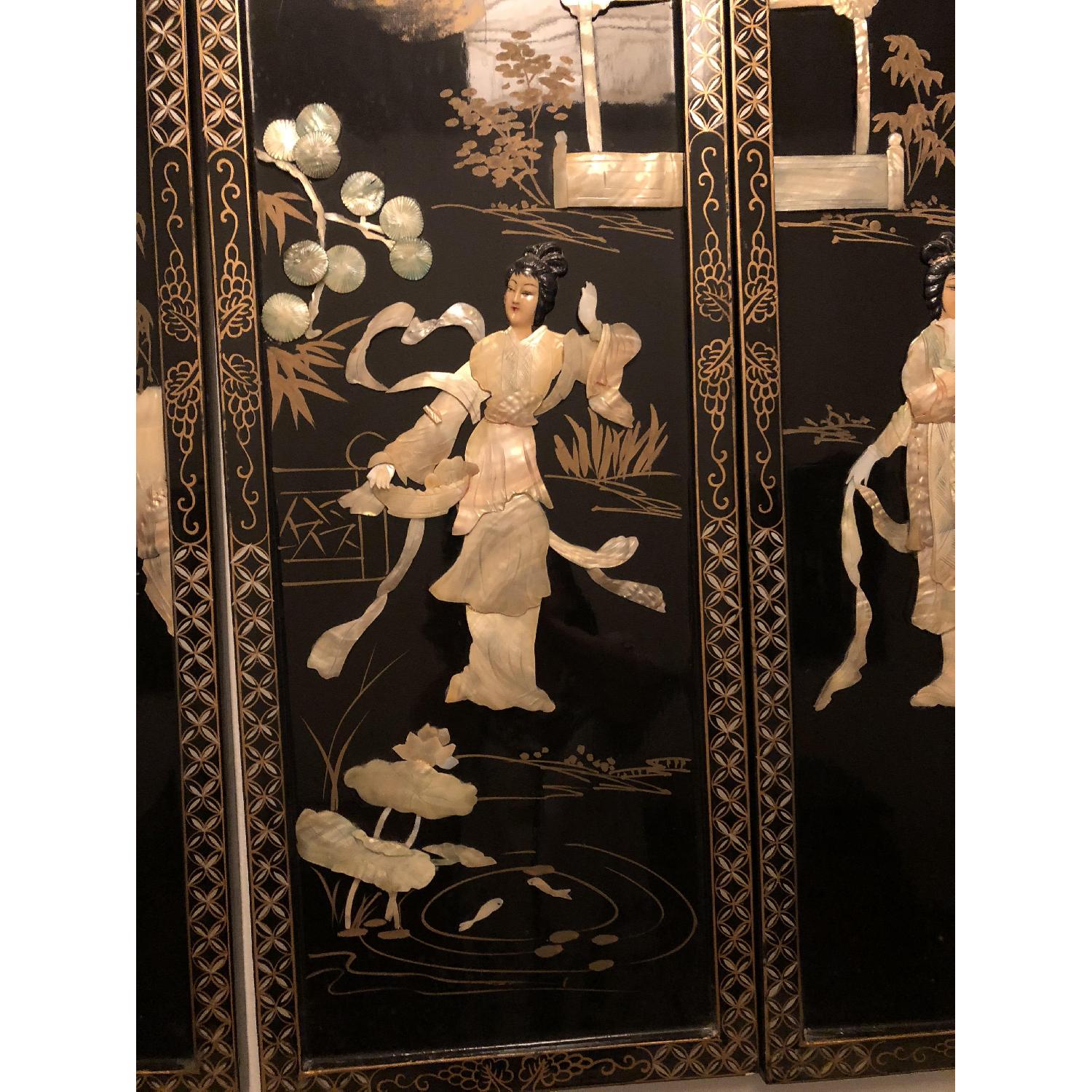 Vintage Japanese Black Lacquer Screens - AptDeco