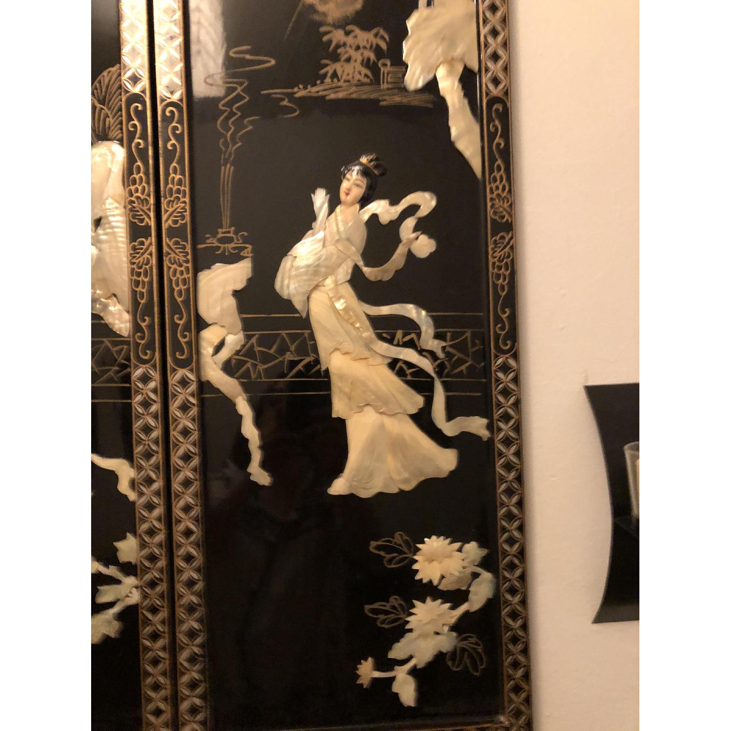 Vintage Japanese Black Lacquer Screens - AptDeco