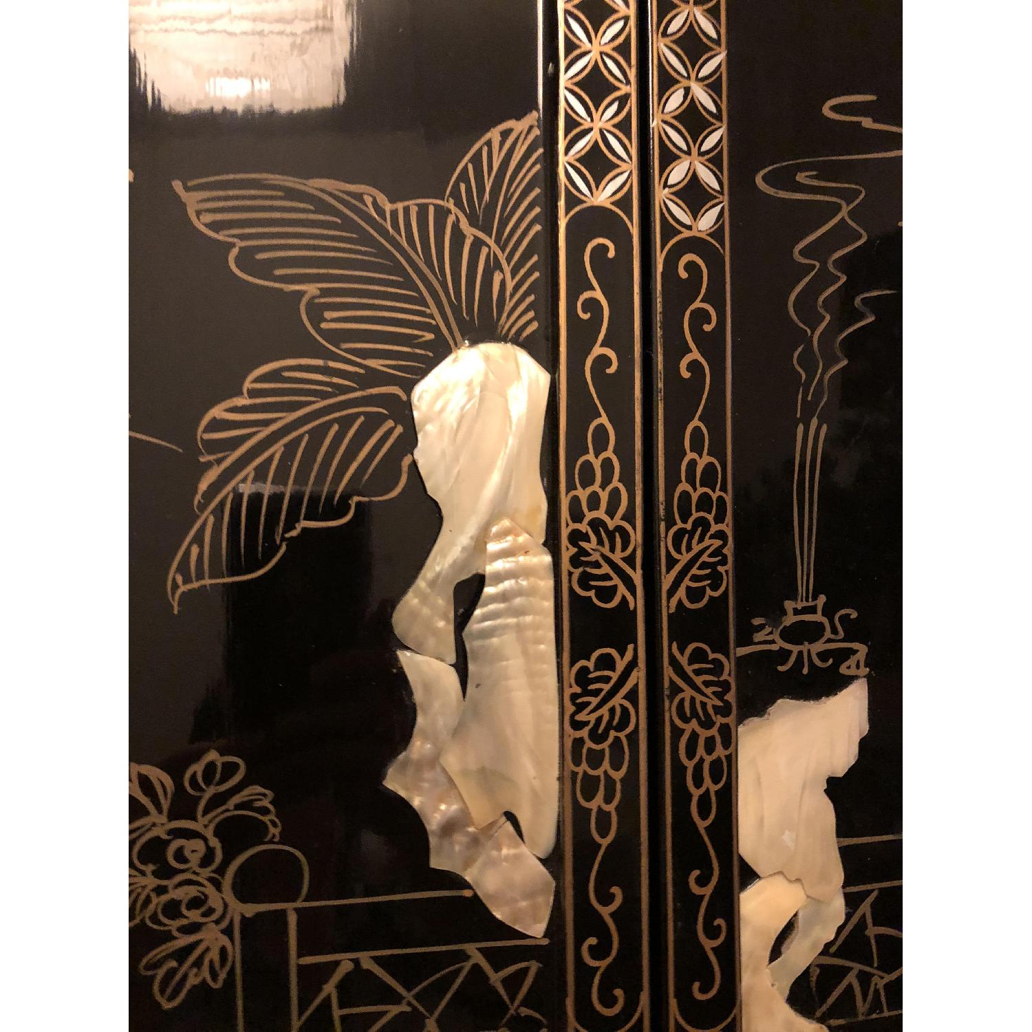 Vintage Japanese Black Lacquer Screens - AptDeco