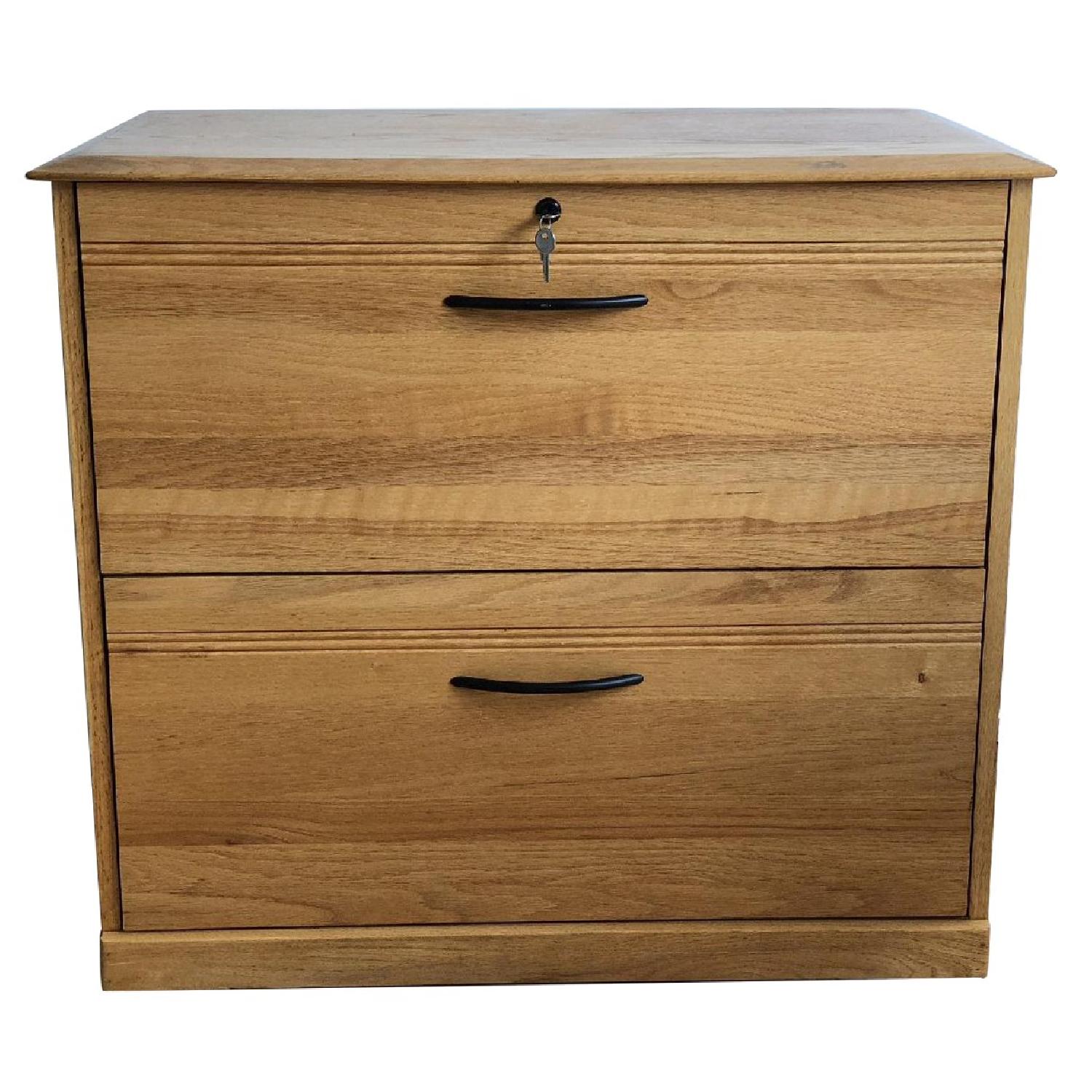 Amish Made Solid Oak Lateral File Cabinet - AptDeco