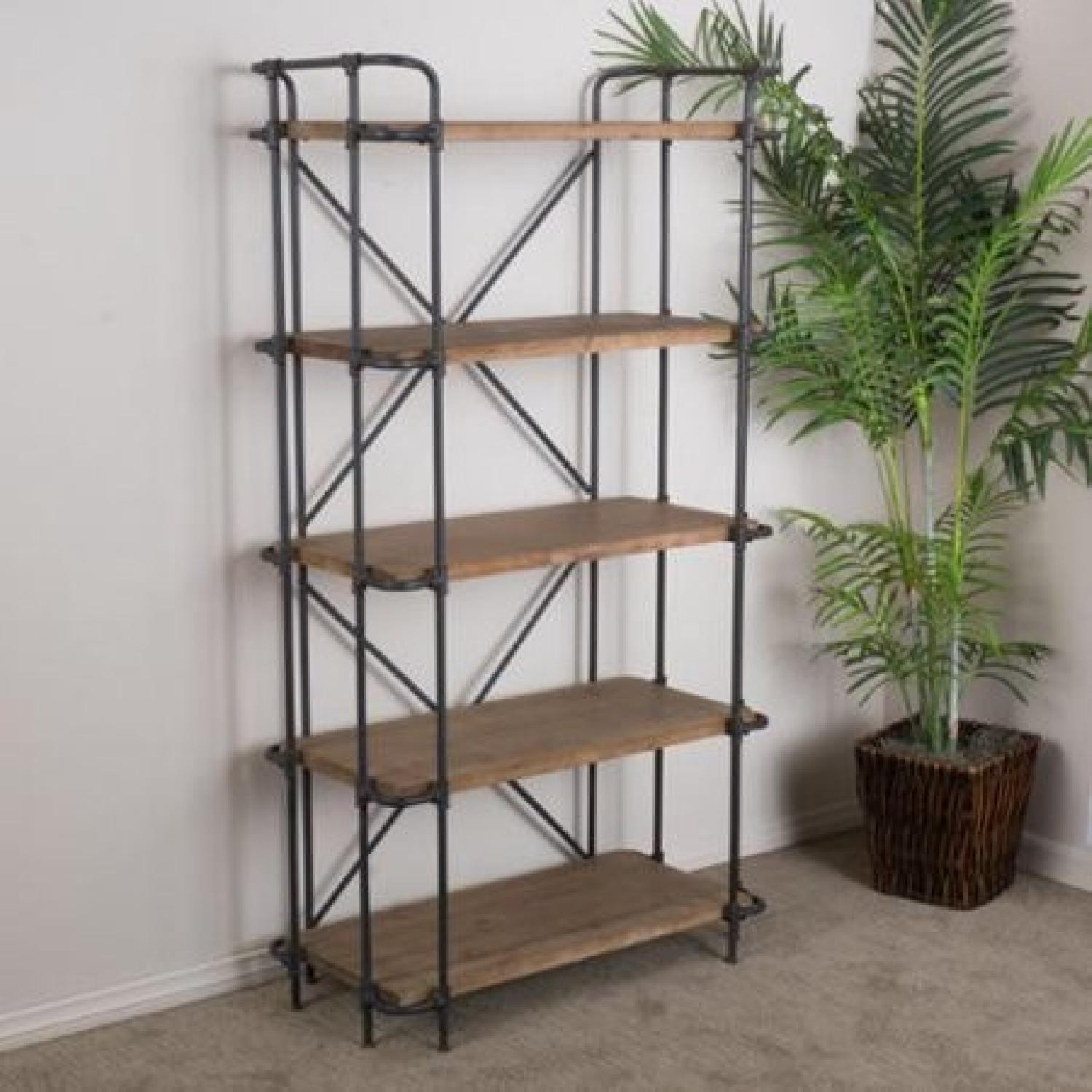 Denise Austin Solid Wood & Iron 5-Shelf Bookcase - AptDeco