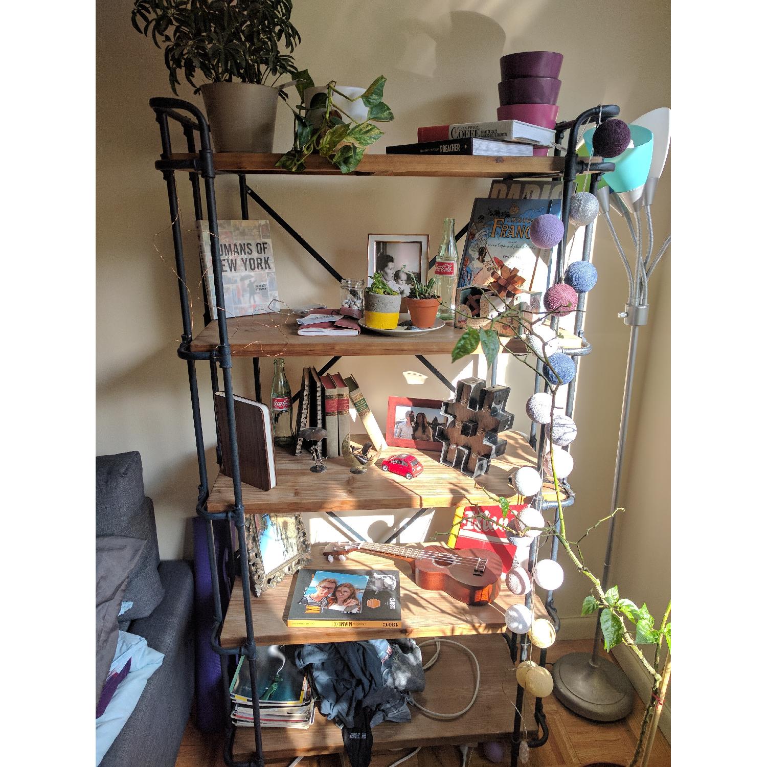 Denise Austin Solid Wood & Iron 5-Shelf Bookcase - AptDeco
