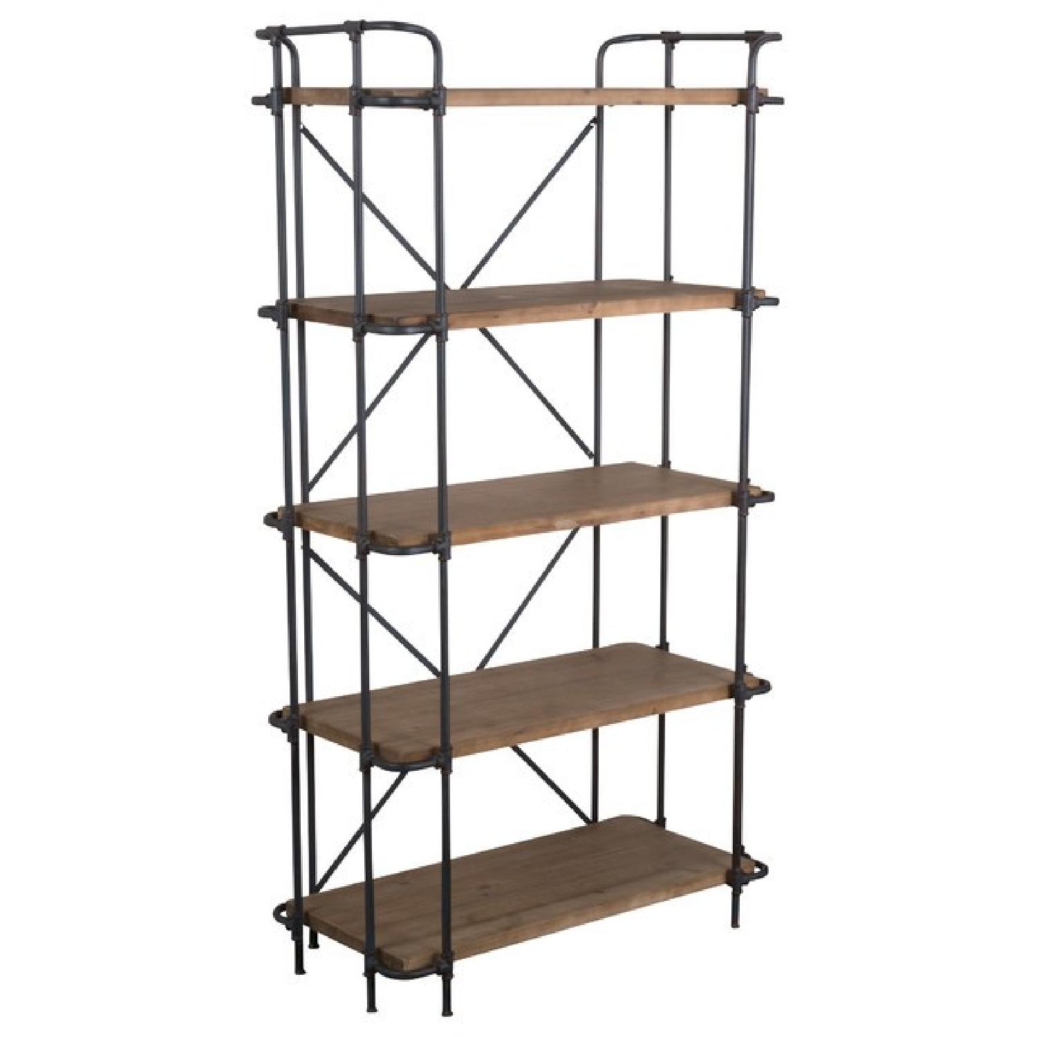Denise Austin Solid Wood & Iron 5-Shelf Bookcase - AptDeco