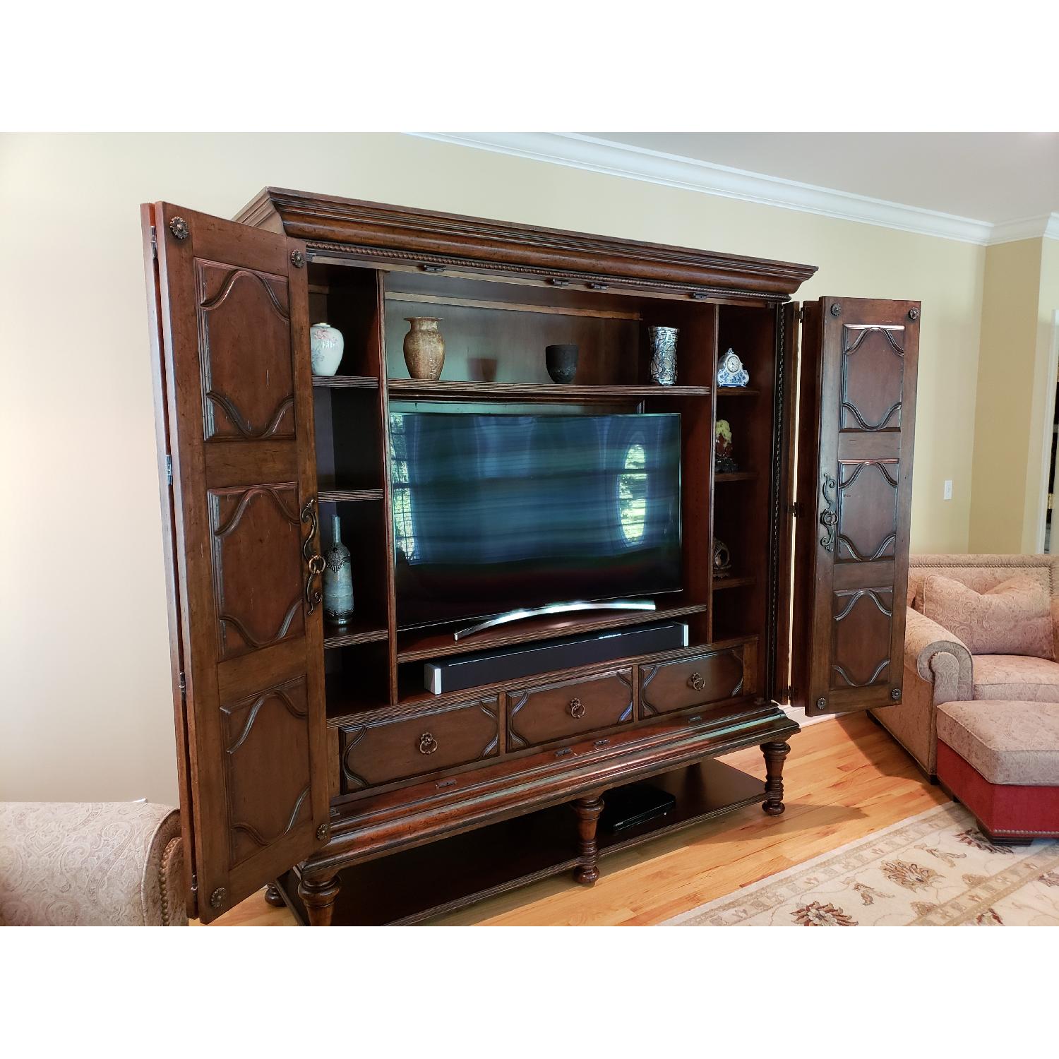 Lexington Solid Wood Pecan-Stained Entertainment Center - AptDeco