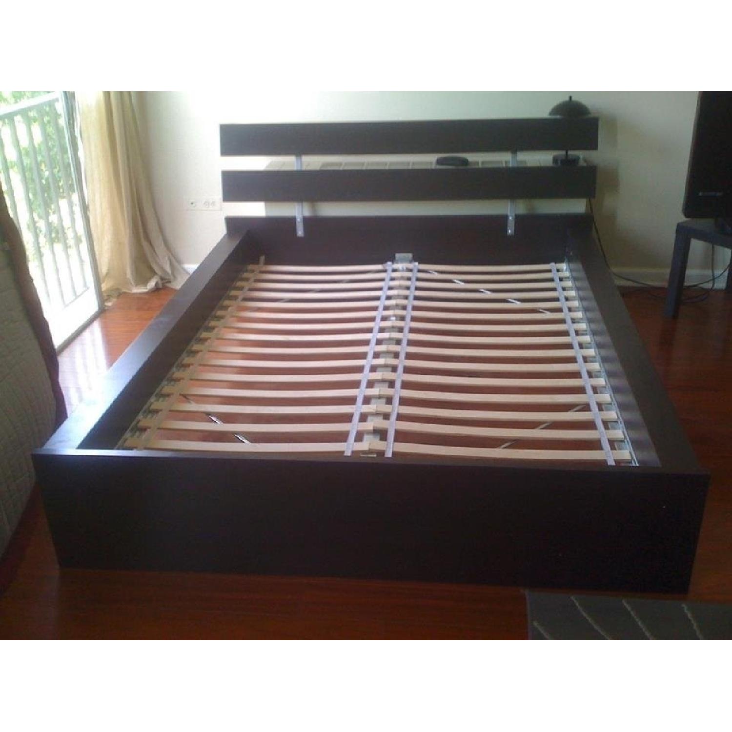 Ikea Dark Brown Hopen Full Size Bed Frame - AptDeco