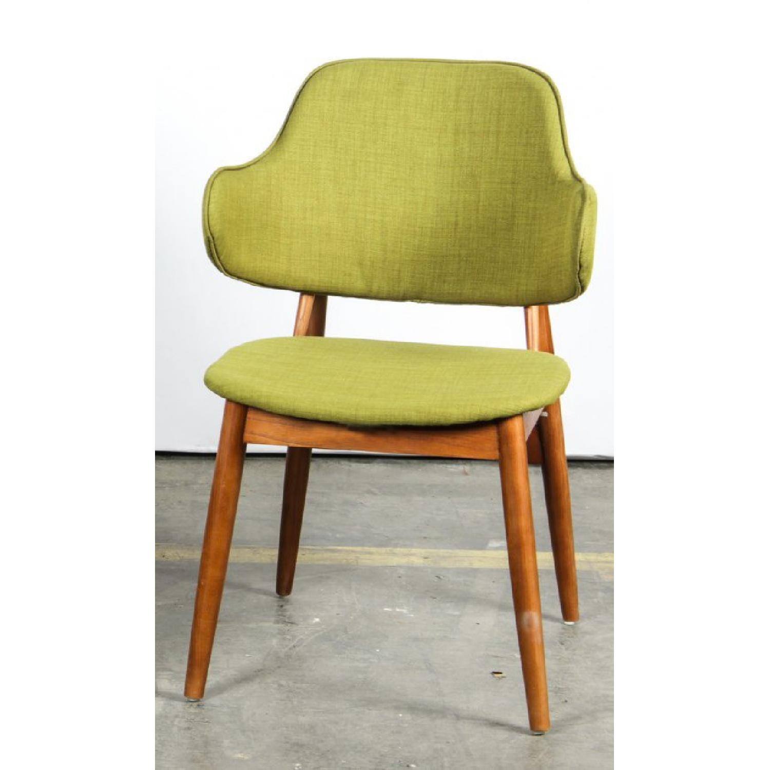 Modern Wood Green Upholstered Chair - AptDeco