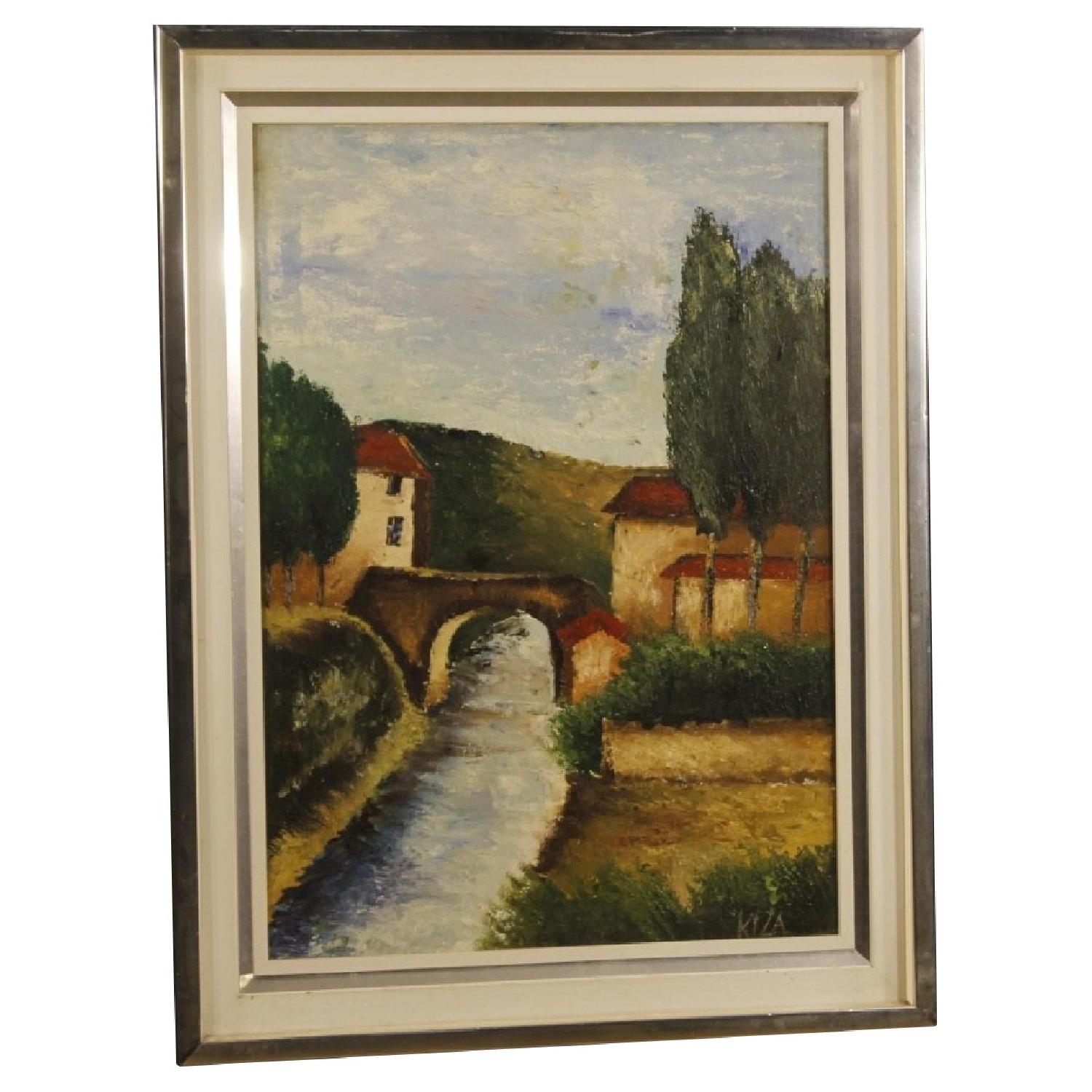 Italian Signed Landscape Painting Oil On Canvas - AptDeco