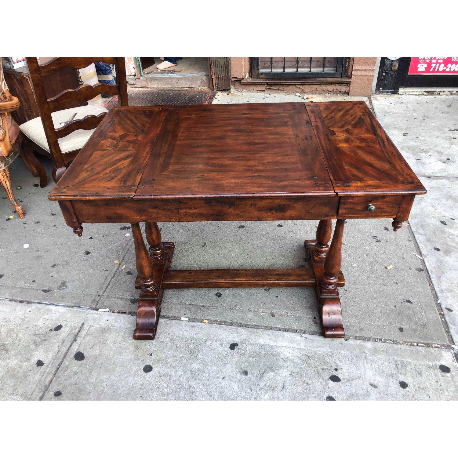 Theodore Alexander Antiqued Wood Castle Bromwich Game Table - AptDeco