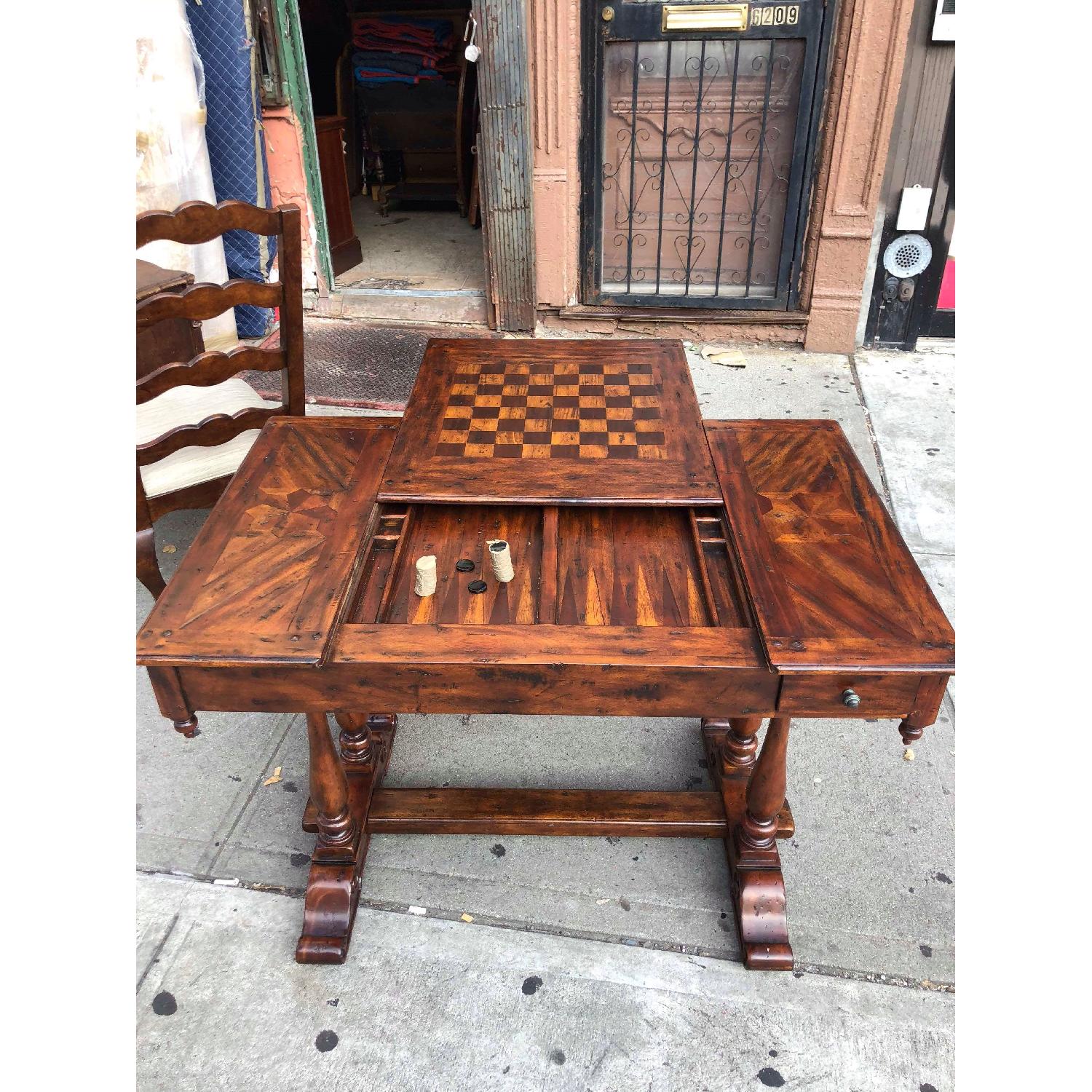 Theodore Alexander Antiqued Wood Castle Bromwich Game Table - AptDeco