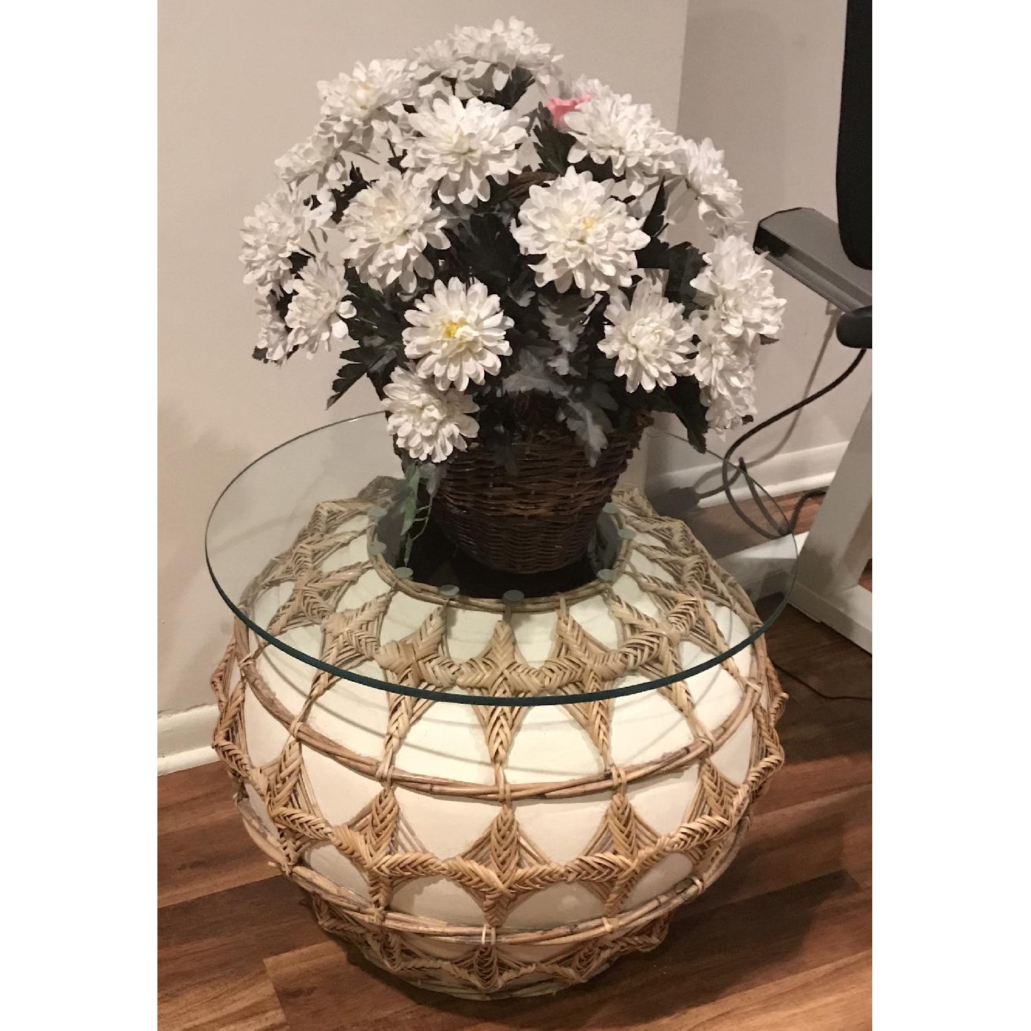 Pier 1 Glass Top Side Table - AptDeco