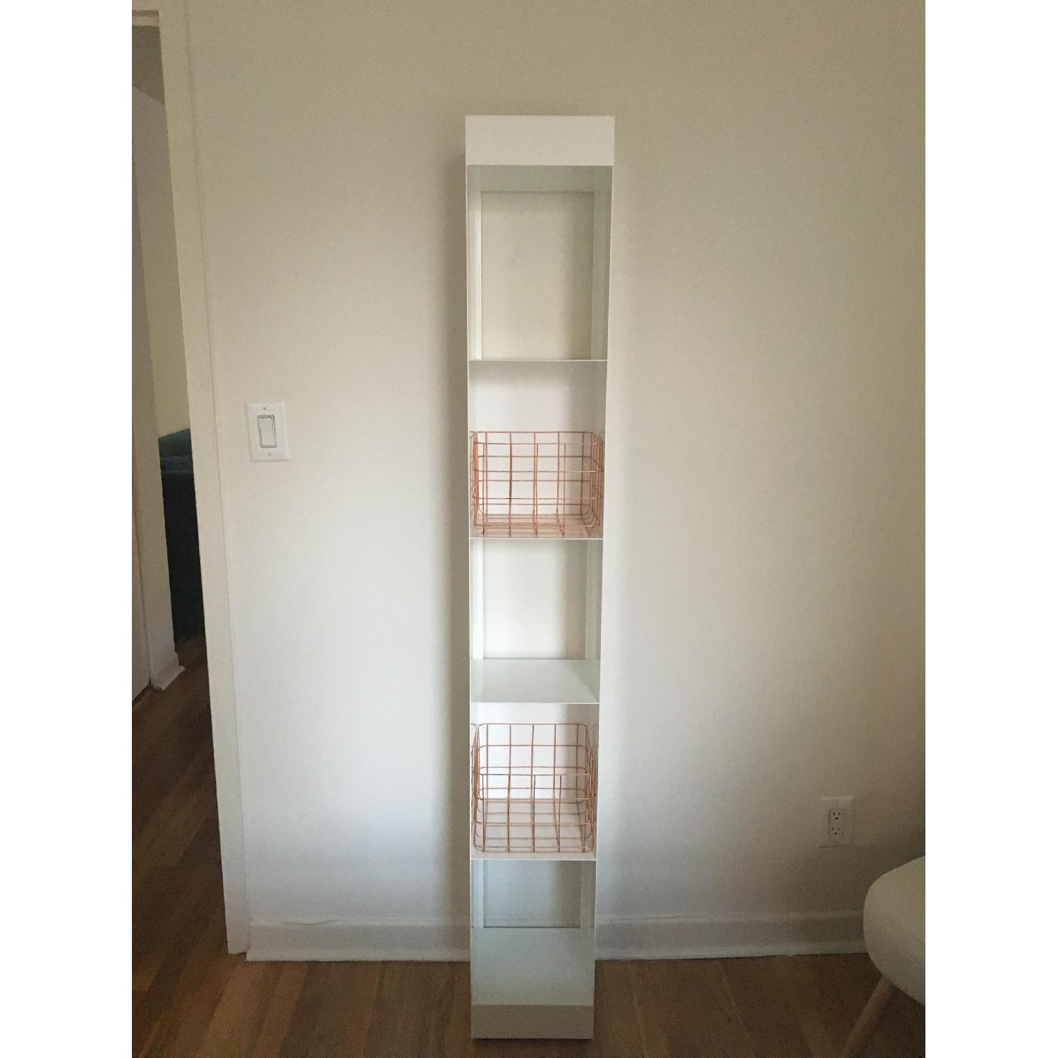 CB2 White High Gloss Metal Tower - AptDeco