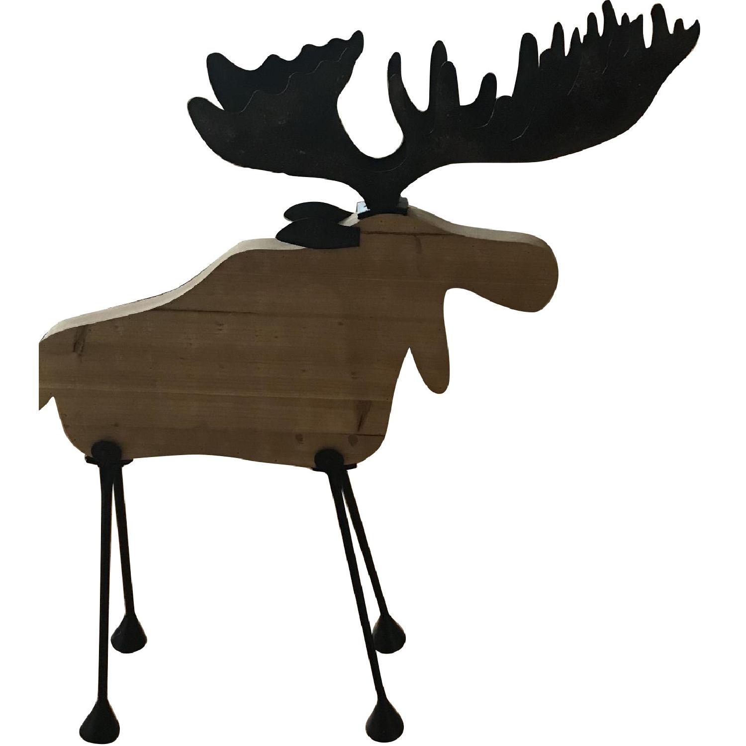 Canadian Hand-Carved Wooden Moose - AptDeco