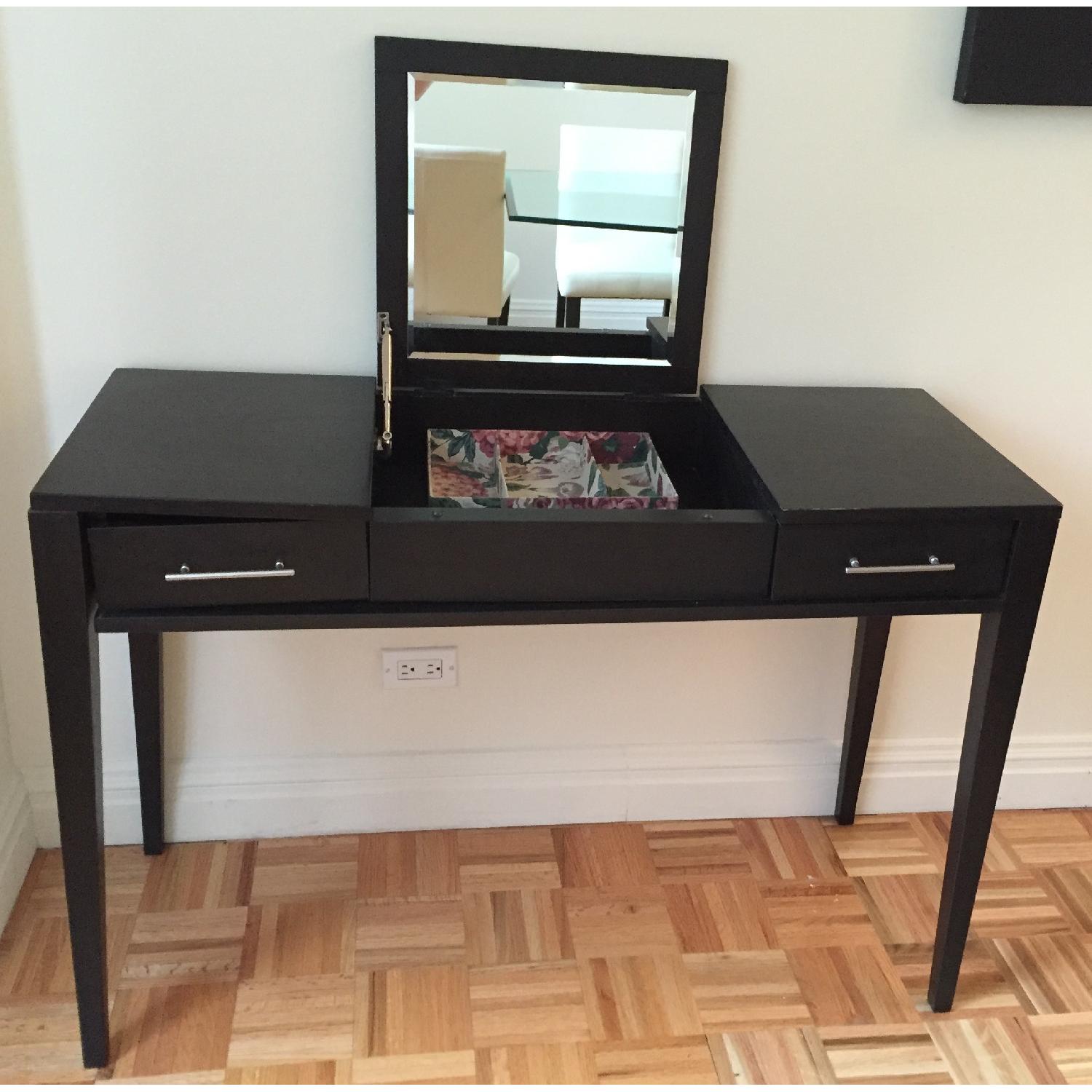 West Elm Black Convertible Vanity/Desk w/ Mirror - AptDeco