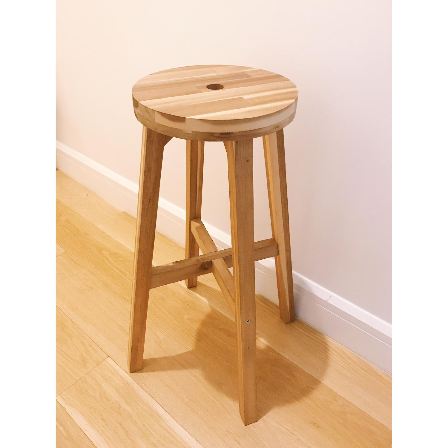 Ikea Skogsta Bar Stools in Acacia Wood - AptDeco