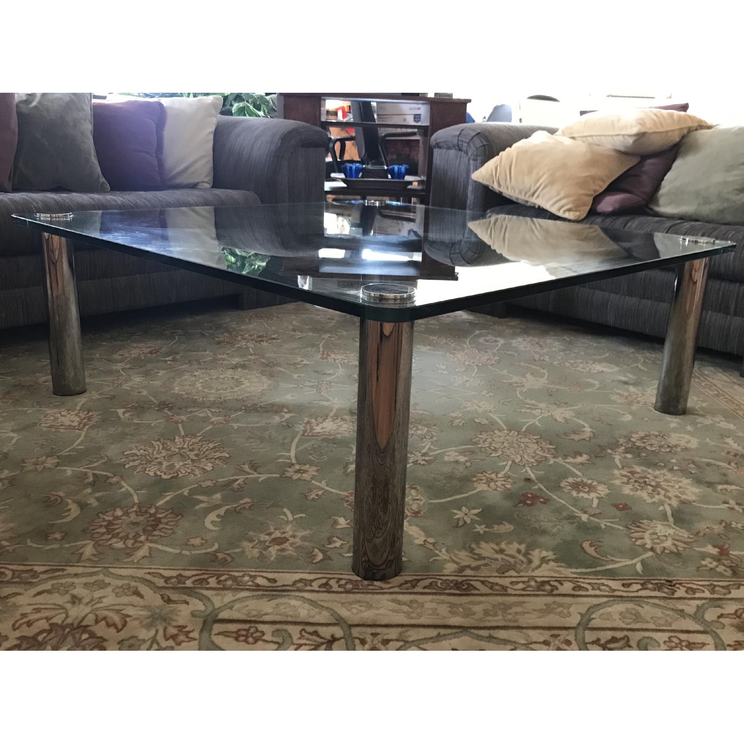 Vintage Chrome & Glass Pace Collection Style Coffee Table - AptDeco