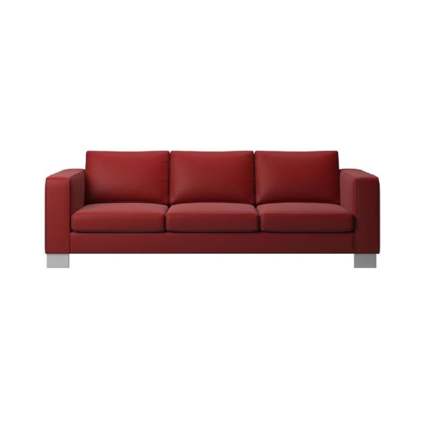 BoConcept Indivi 2 Red Leather Sofa - AptDeco