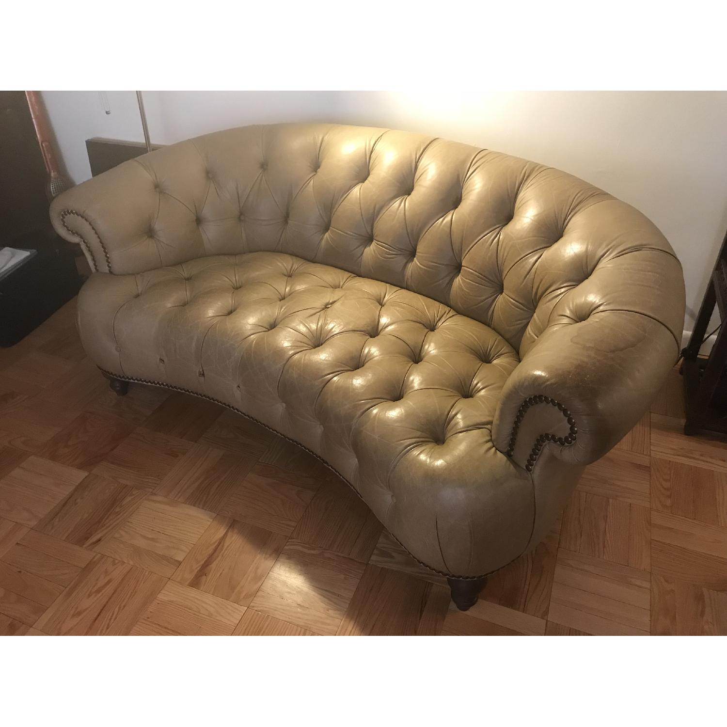 Domain Furniture Tufted Leather Sofa - AptDeco