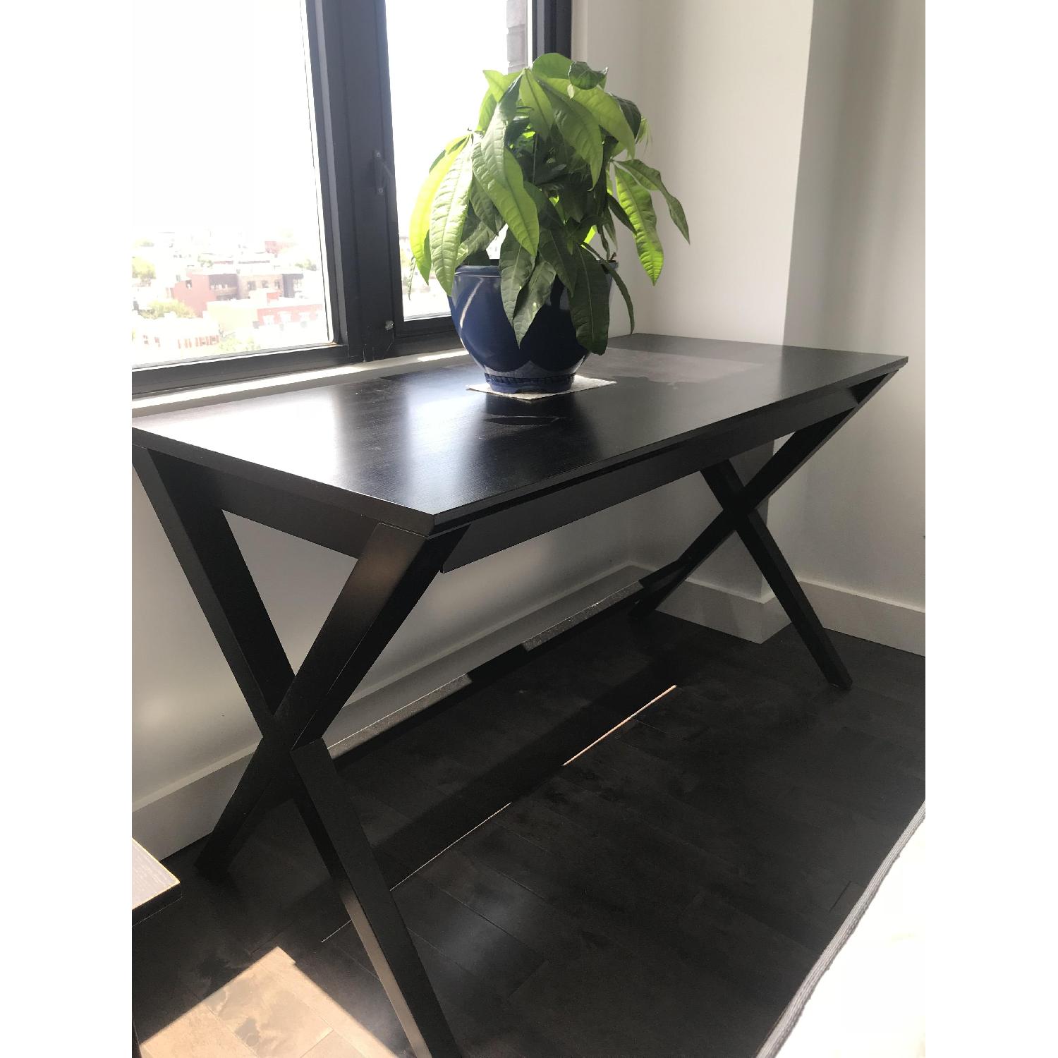 Crate & Barrel Spotlight Ebony X Leg Desk - AptDeco