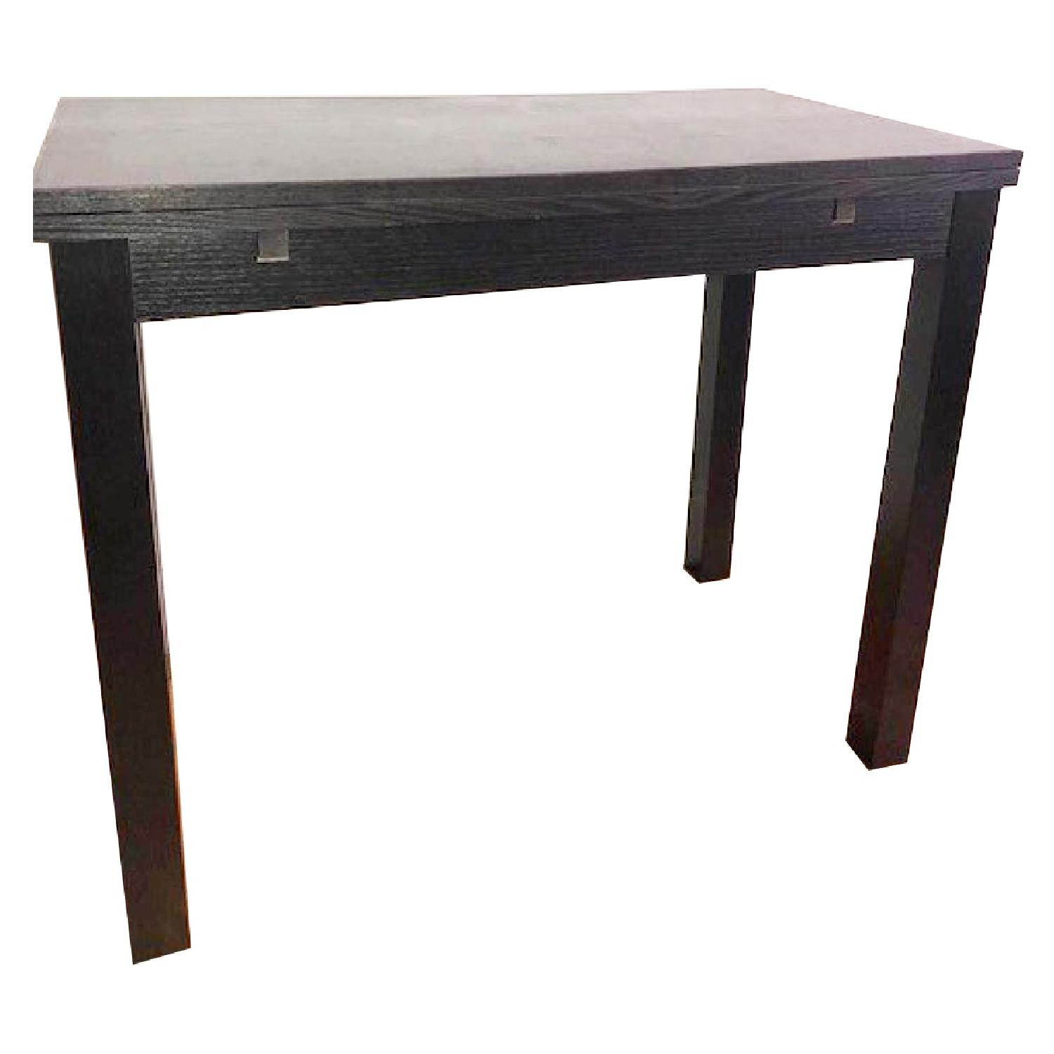 Ikea Black Wood Dining Table w/ 2 Chairs - AptDeco