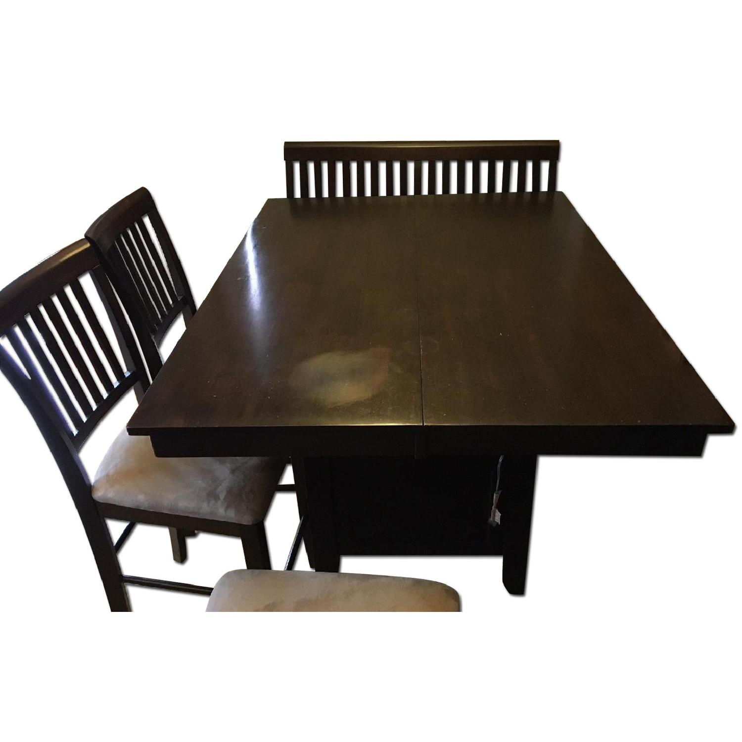 Expandable Wooden High Top Dining Room Table w/ 6 Chairs & 1 Bench ...