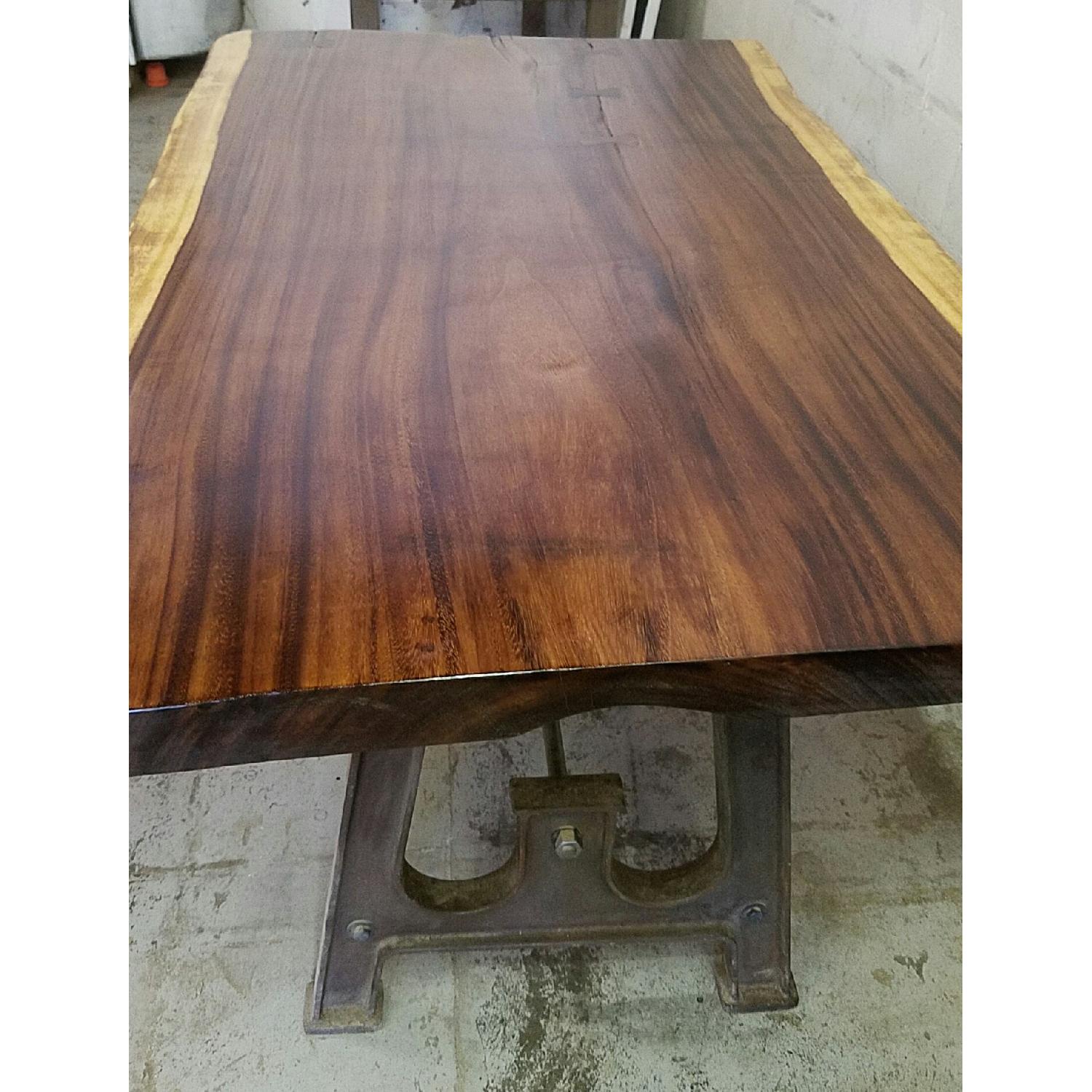 Costa Rican Monkey Pod Slab Table w/ Cast Iron Base - AptDeco