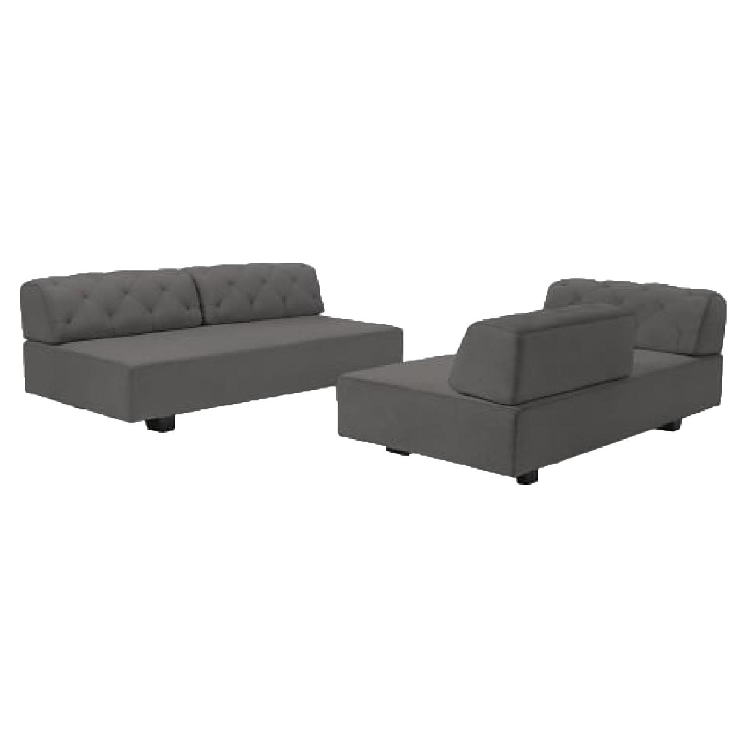 West Elm Tufted Tillary Grey Sectional Sofa - AptDeco