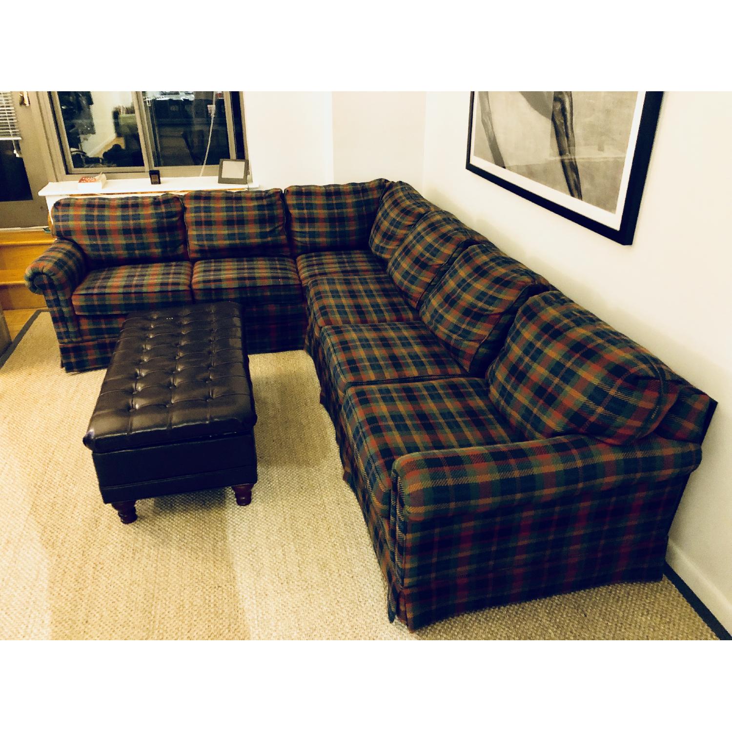 Sherrill Furniture Dark Plaid Sectional 2-Piece Sofa - AptDeco